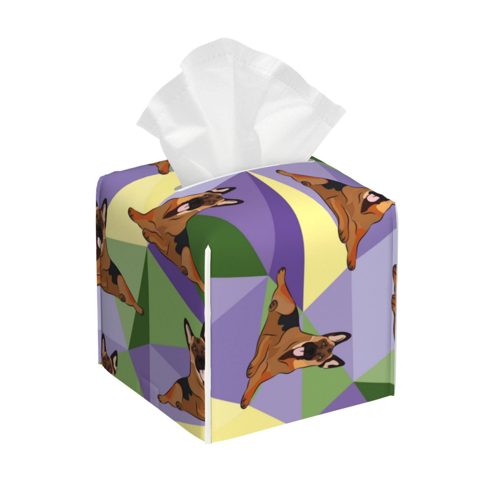 Naloa German Shepherd Dog Tissue Box CoverLeather Tissue Holder Square ...