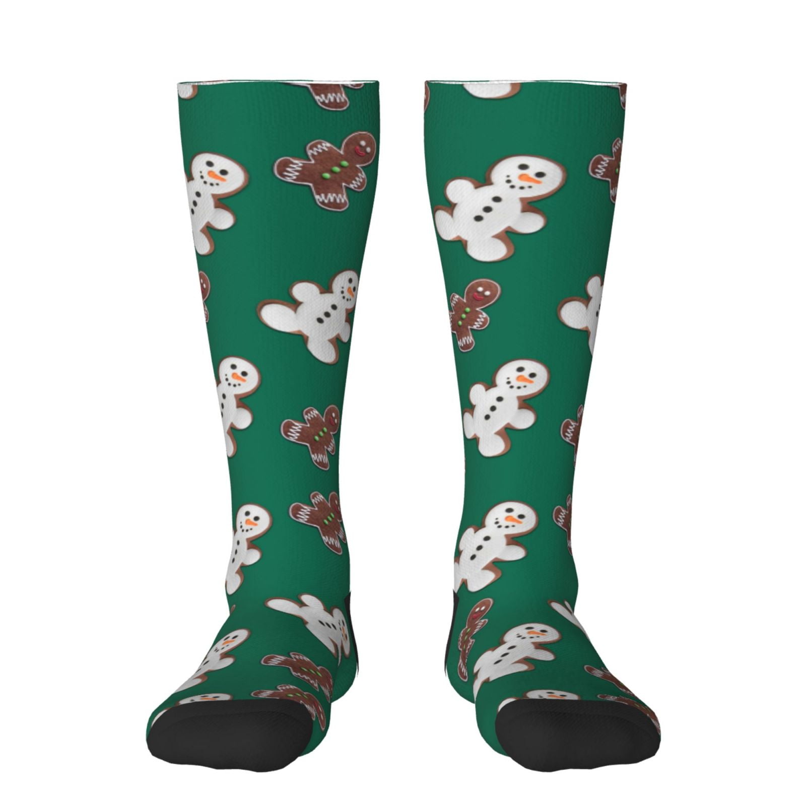 Naloa Gingerbread Snowman Cookies Thigh High Socks Extra Long Stretchy ...