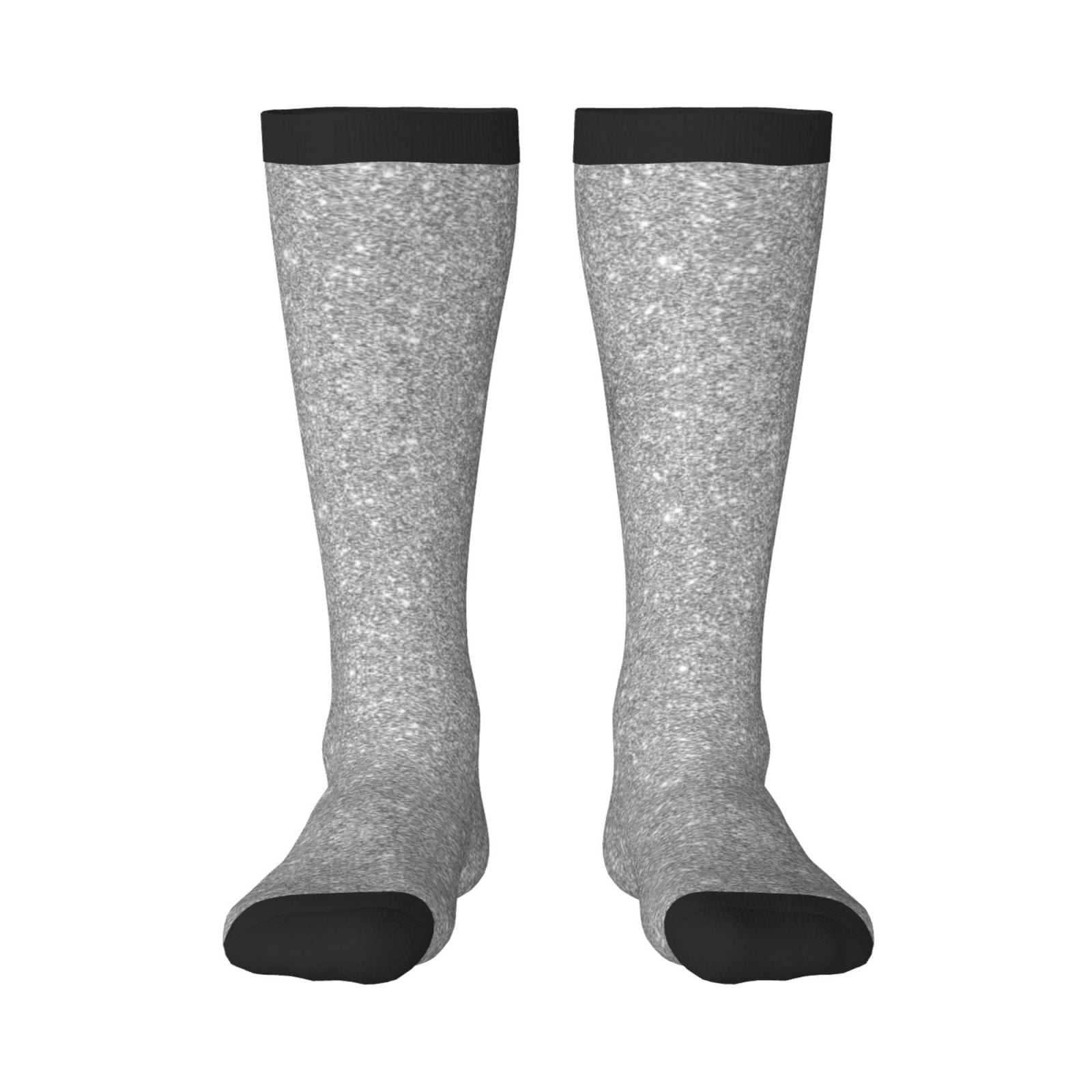 Naloa GlitterSilver Thigh High Socks Extra Long Stretchy Sock Women ...