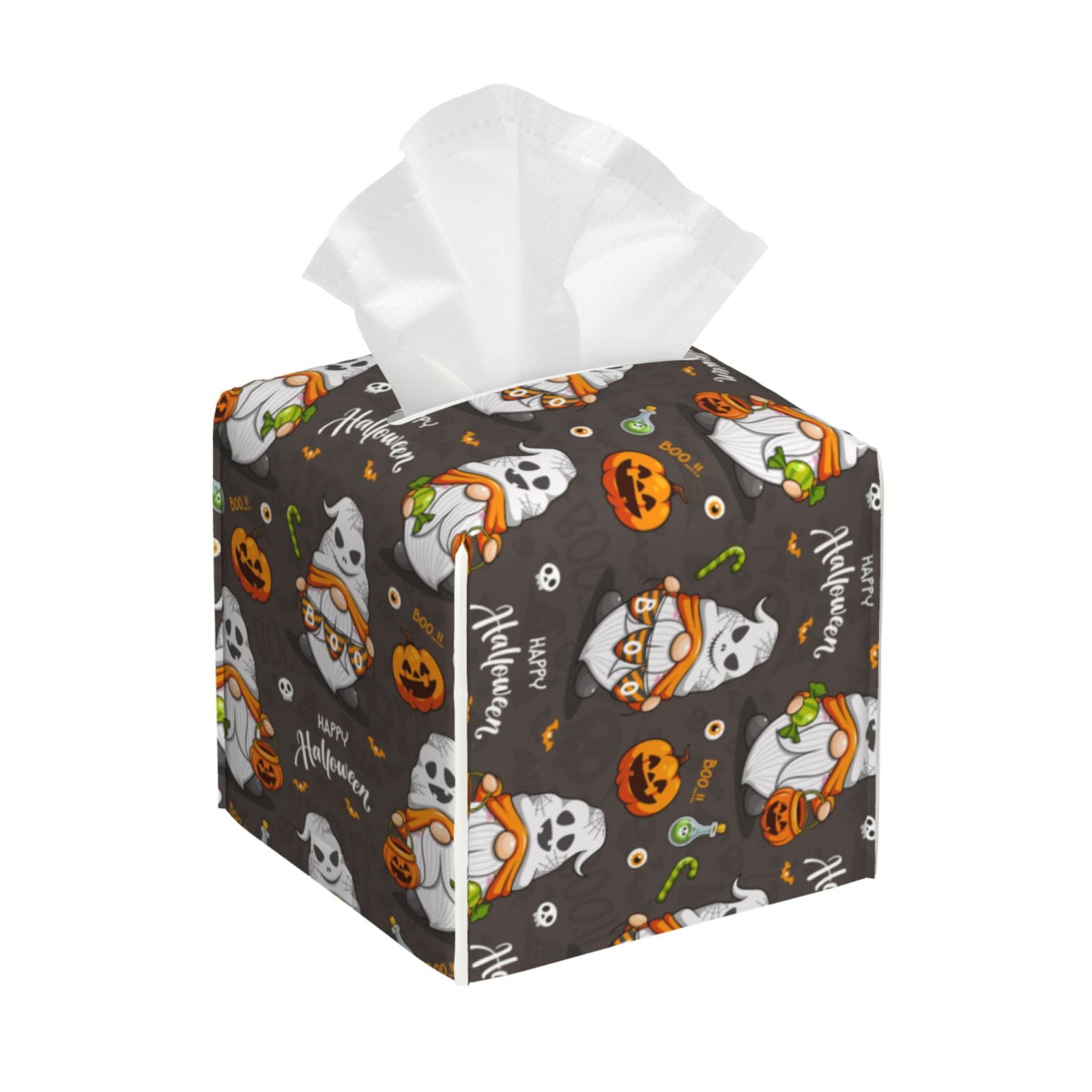 Naloa Gnome And Pumpkin Tissue Box Cover Leather Tissue Holder Square ...