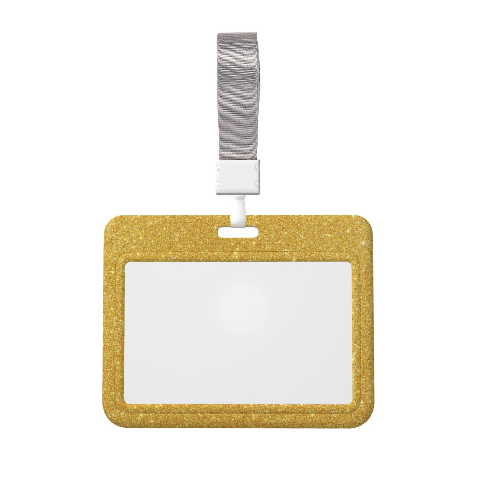 Naloa Gold Shiny Card Badge Holder Work Badge Sleeve for Office, School ...