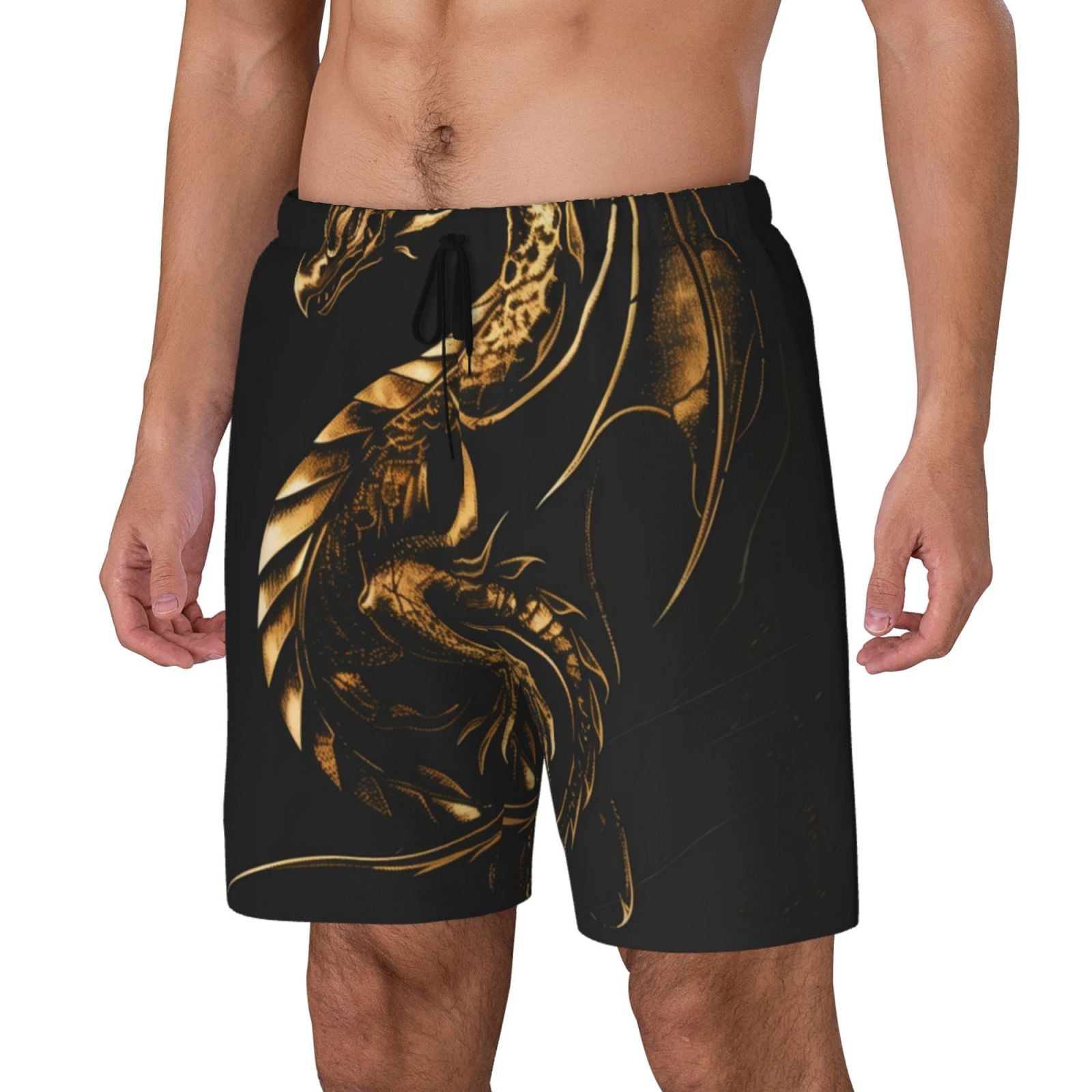 Naloa Golden Dragon Tattoo Art Print Men Swim Trunks with Compression ...