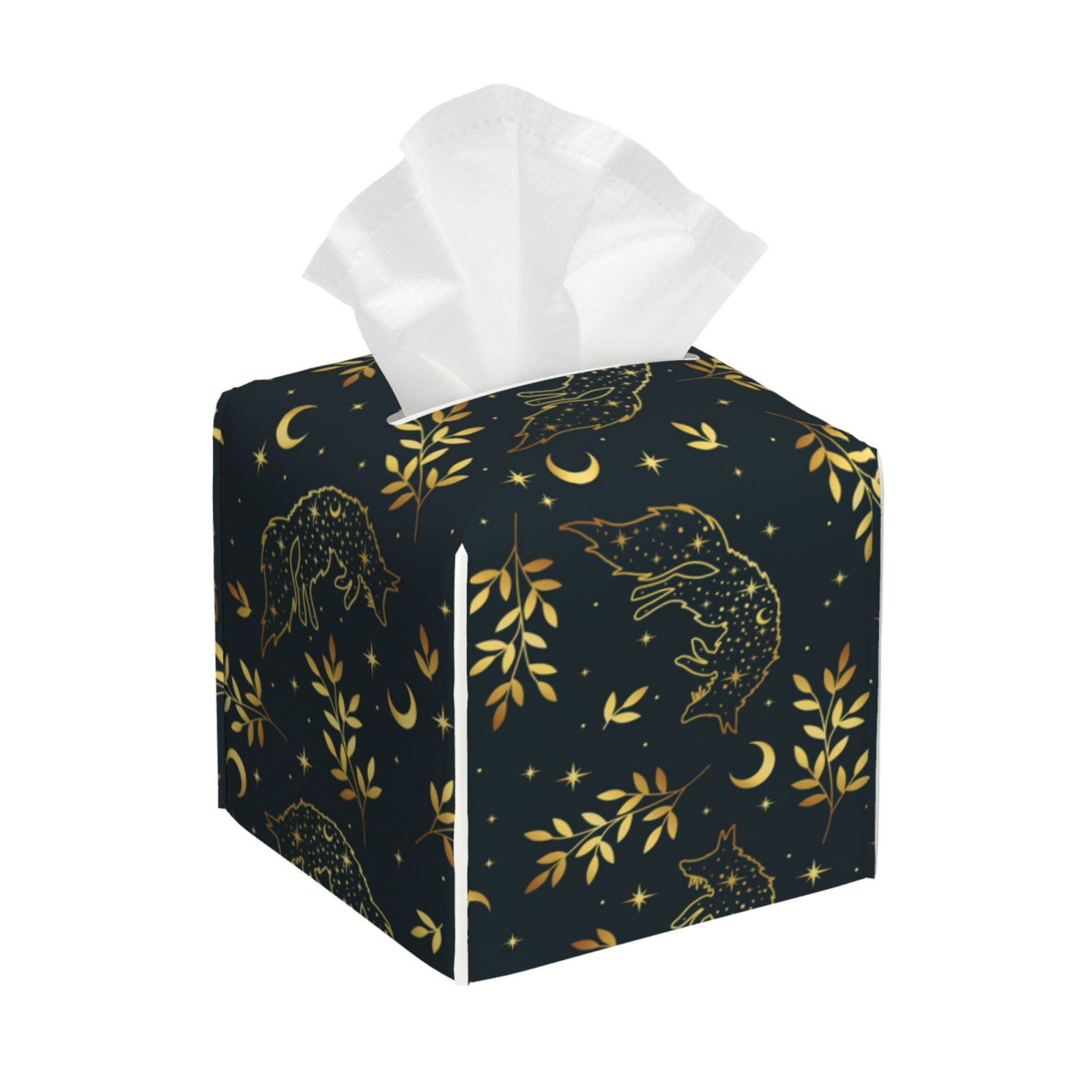 Naloa Golden line fox Tissue Box Cover Leather Tissue Holder Square ...