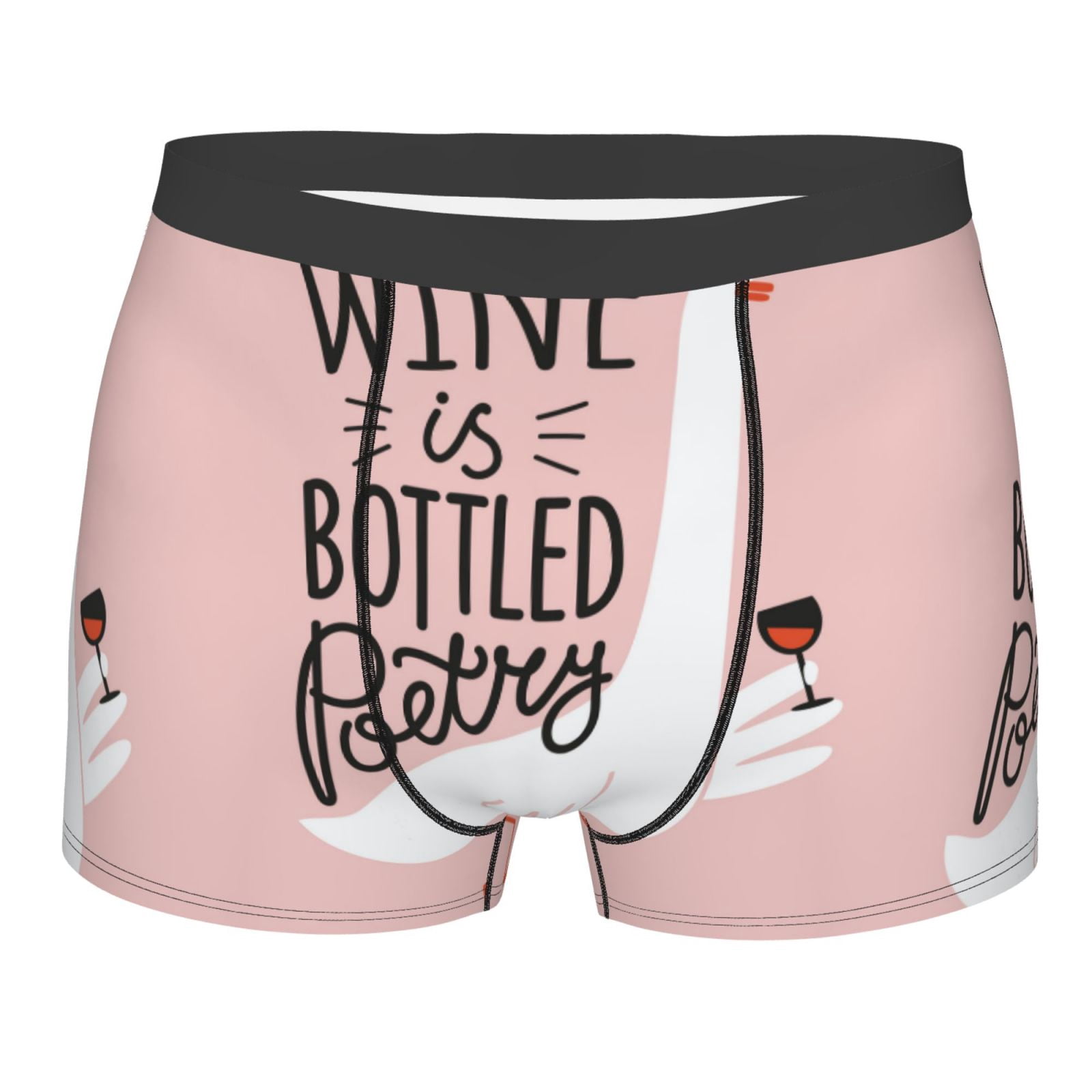Naloa Goose Holding Wineglass with Red Wine Print Mens Underwear ...