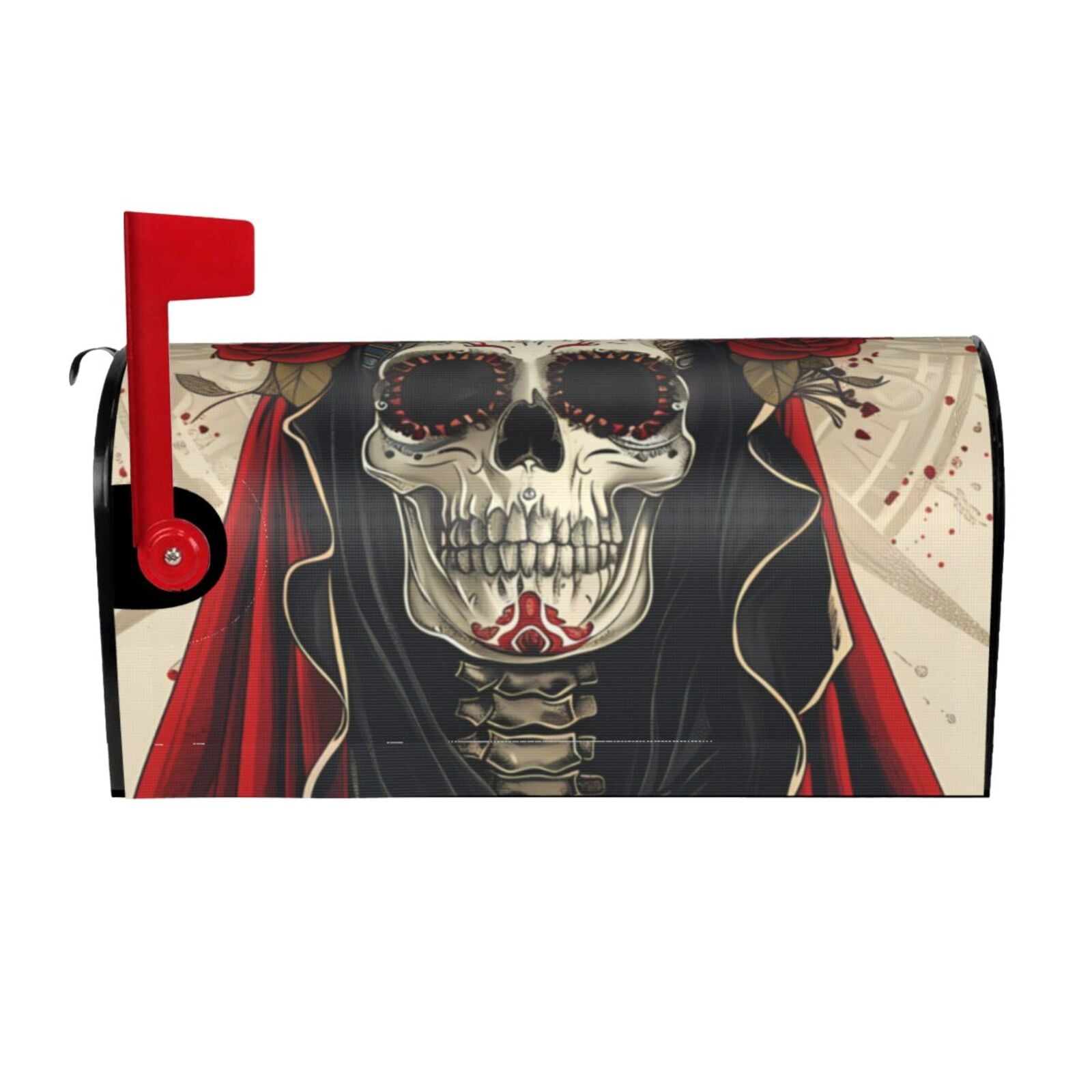 Naloa Gothic Skull With Roses Mailbox Covers Magnetic Post Box Cover ...