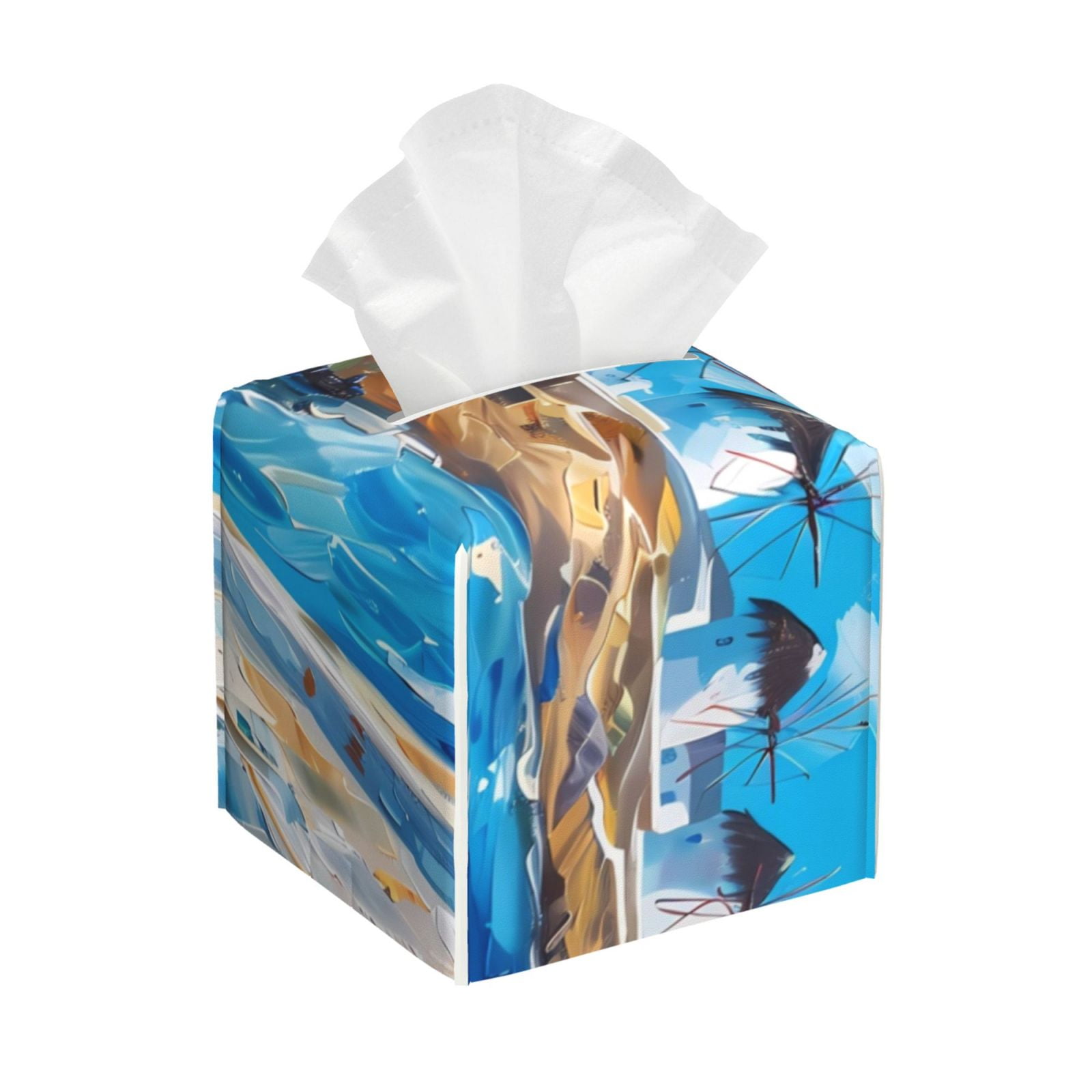 Naloa Greek Island Windmills Painting Tissue Box Cover Leather Tissue ...