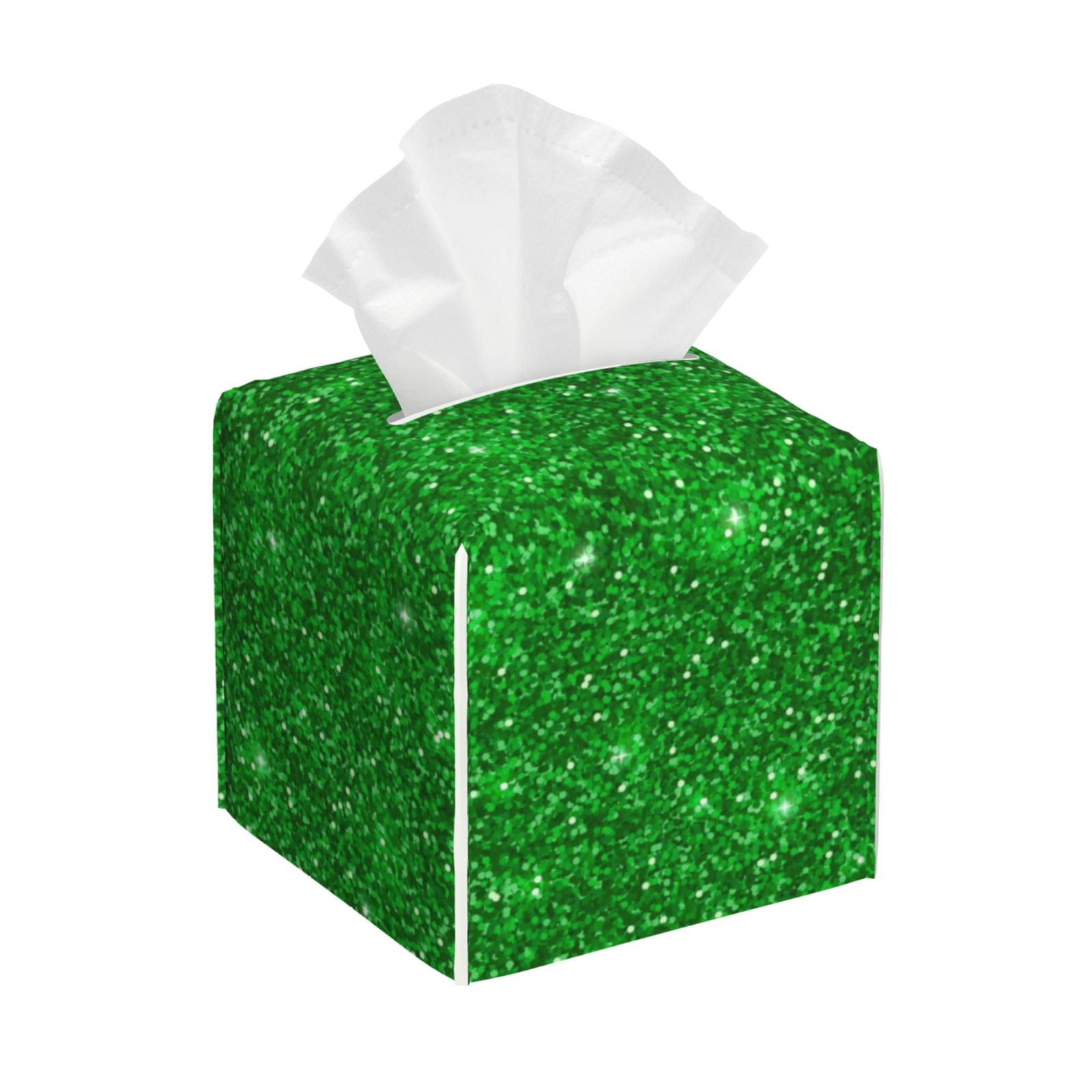 Naloa Green Glitter Tissue Box CoverLeather Tissue Holder Square Facial ...
