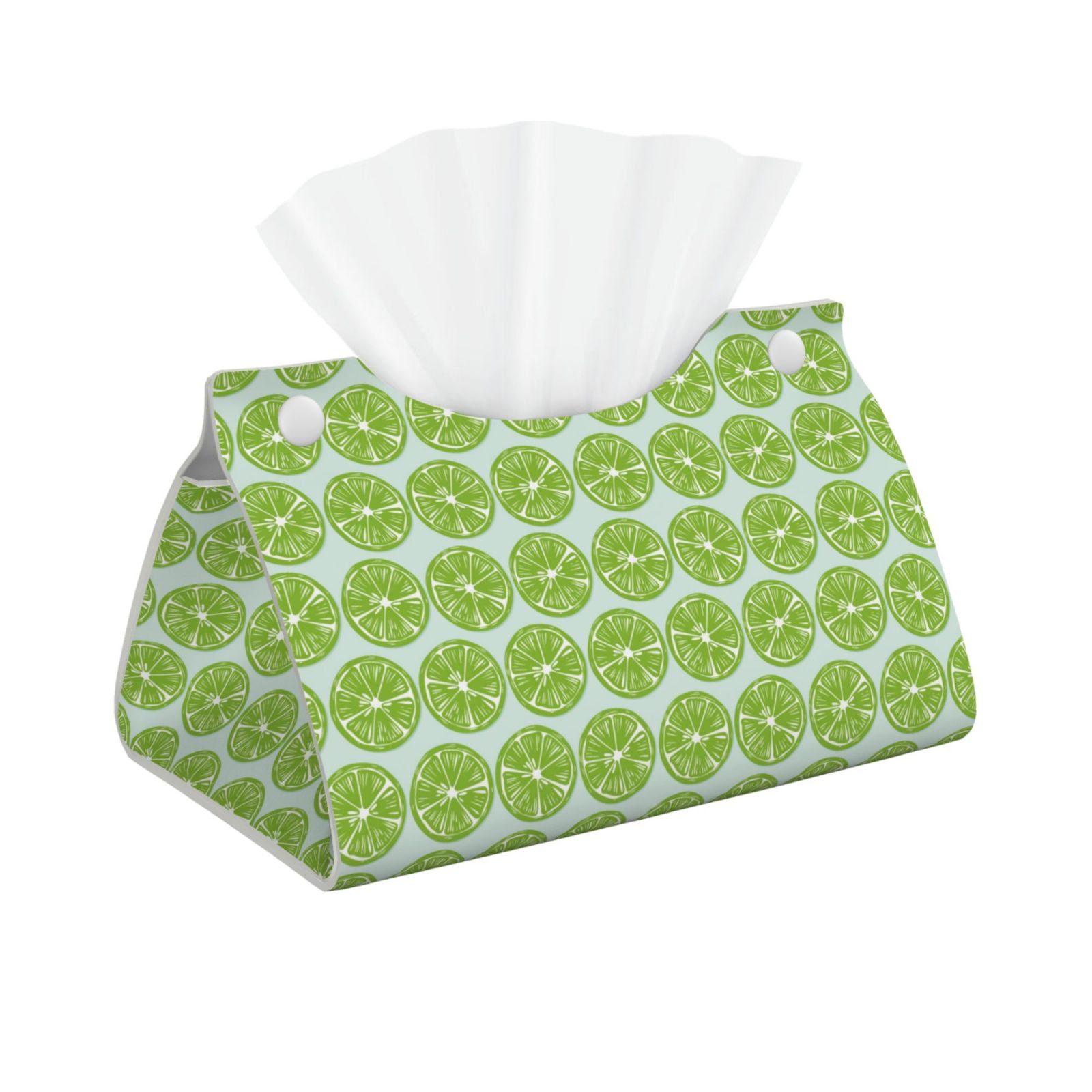 Naloa Green Lemon Slices Print Leather Tissue Box Cover Rectangle ...