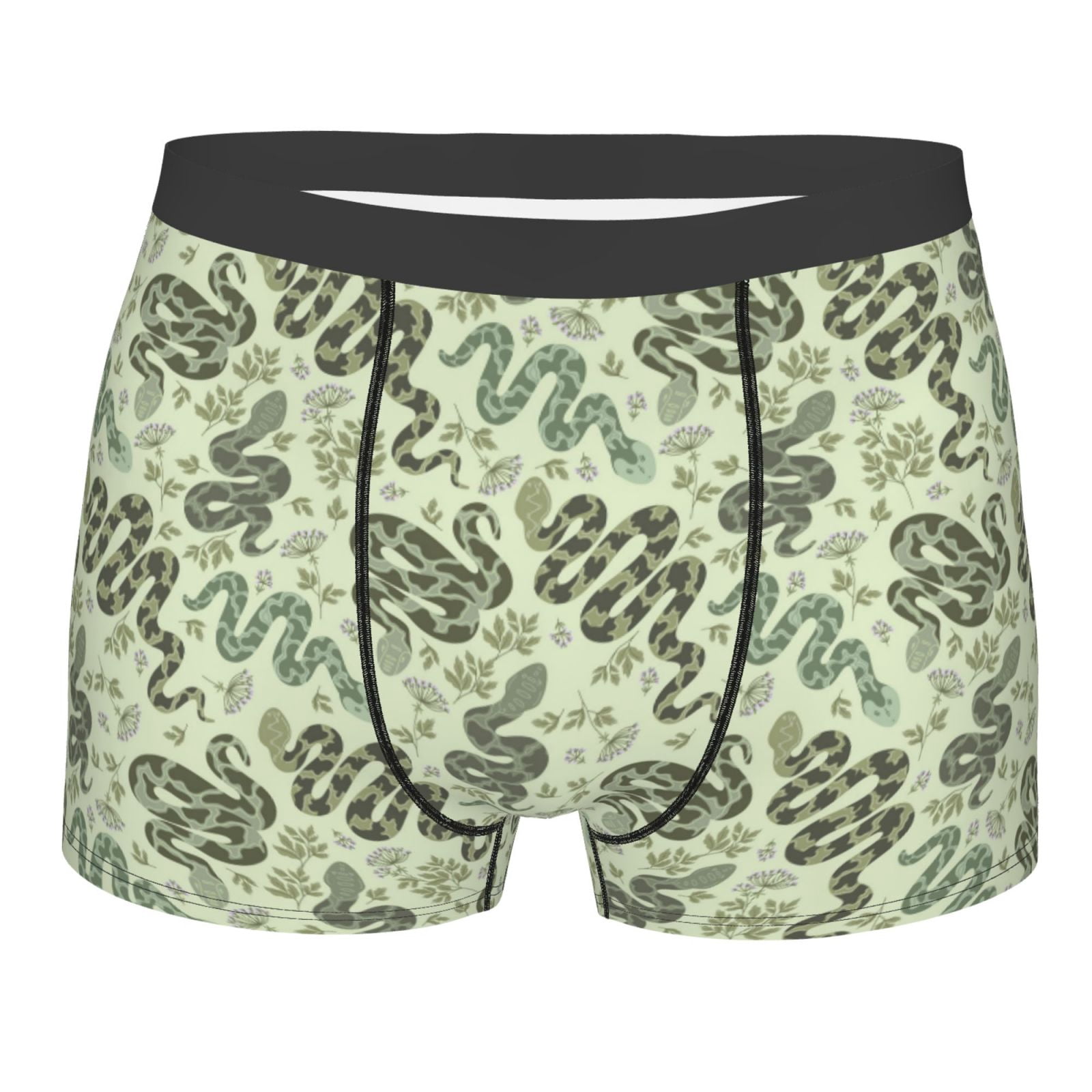 Naloa Green Snake Print Mens Underwear - Boxers for Men, Classic Briefs ...