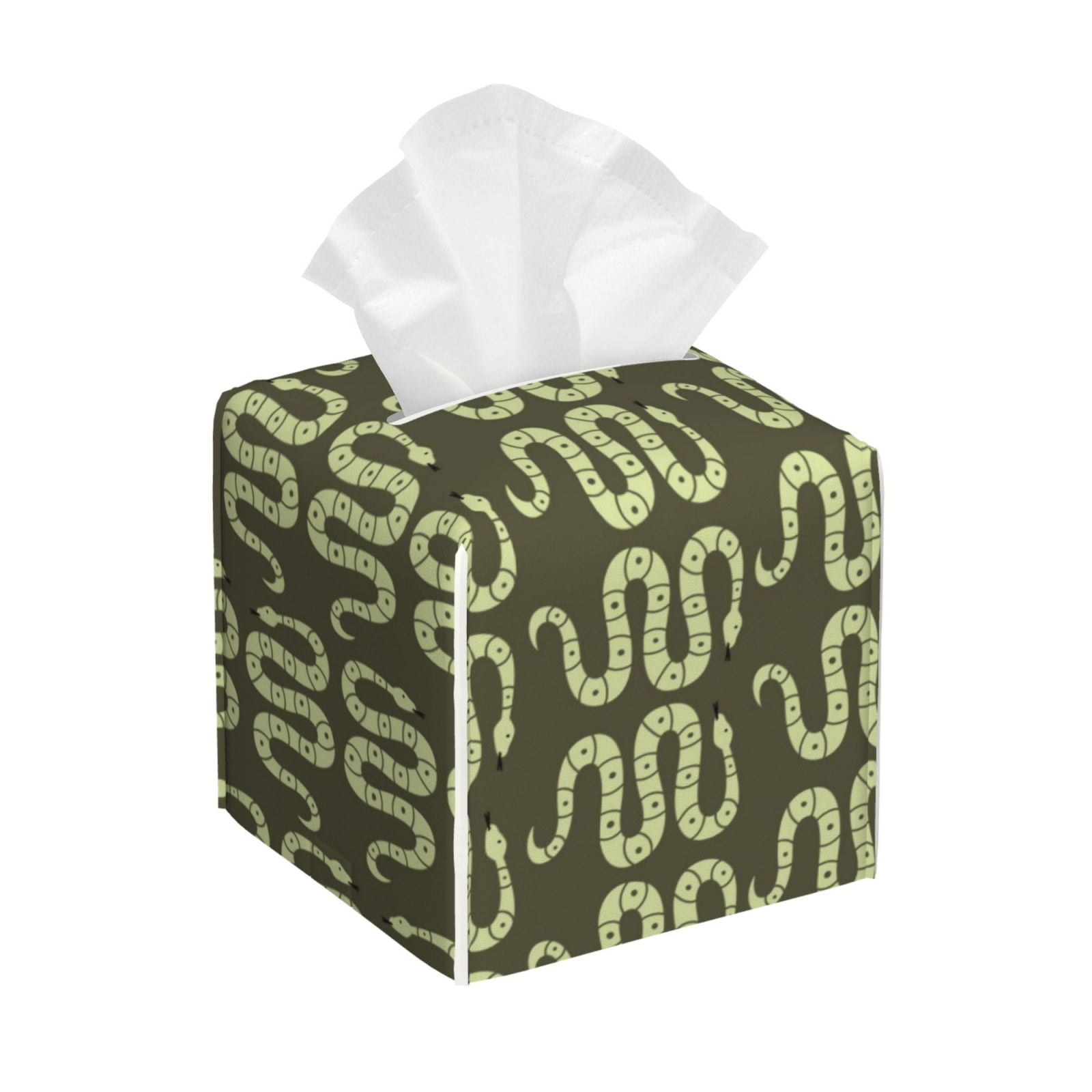 Naloa Green Snake Tissue Box CoverLeather Tissue Holder Square Facial ...