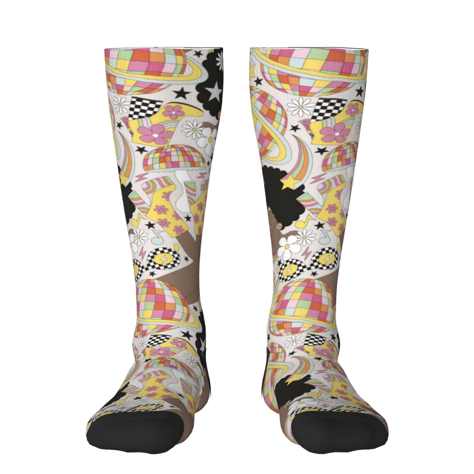 Naloa Groovy Disco Thigh High Socks Extra Long Stretchy Sock Women Over ...
