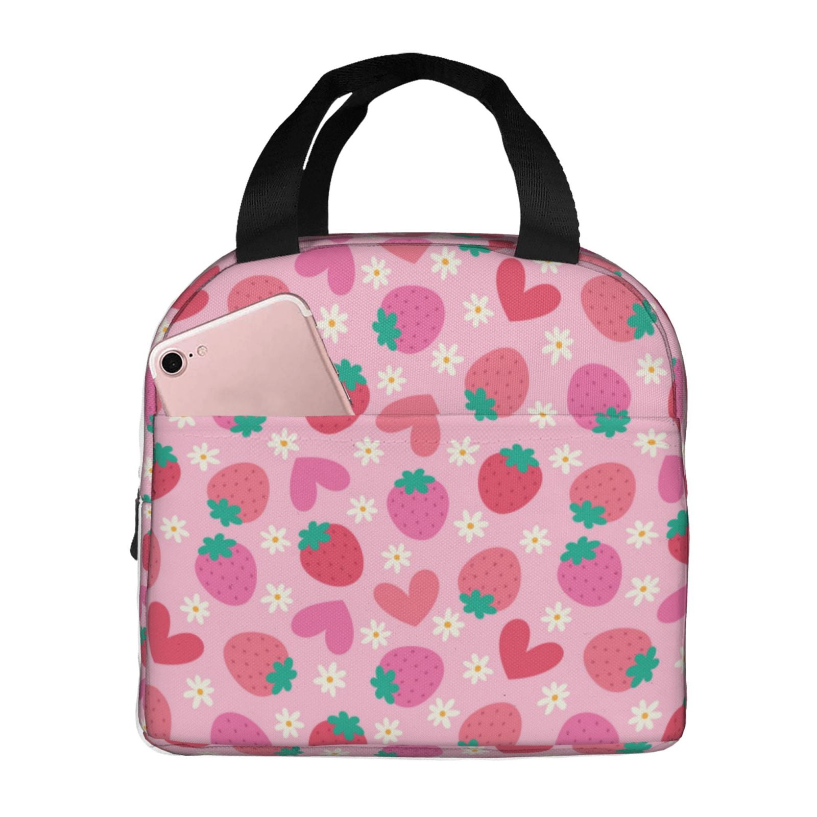 Naloa Haear Strawberry Print Lunch Box for Women Men,Insulated Lunch ...