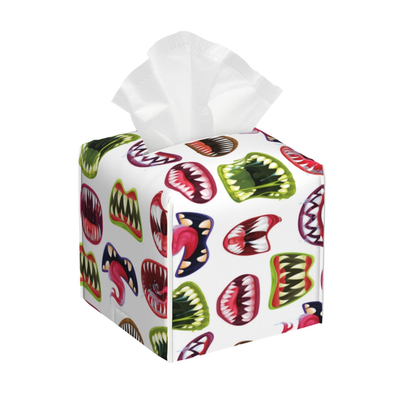 Naloa Halloween Mouth Tissue Box CoverLeather Tissue Holder Square ...