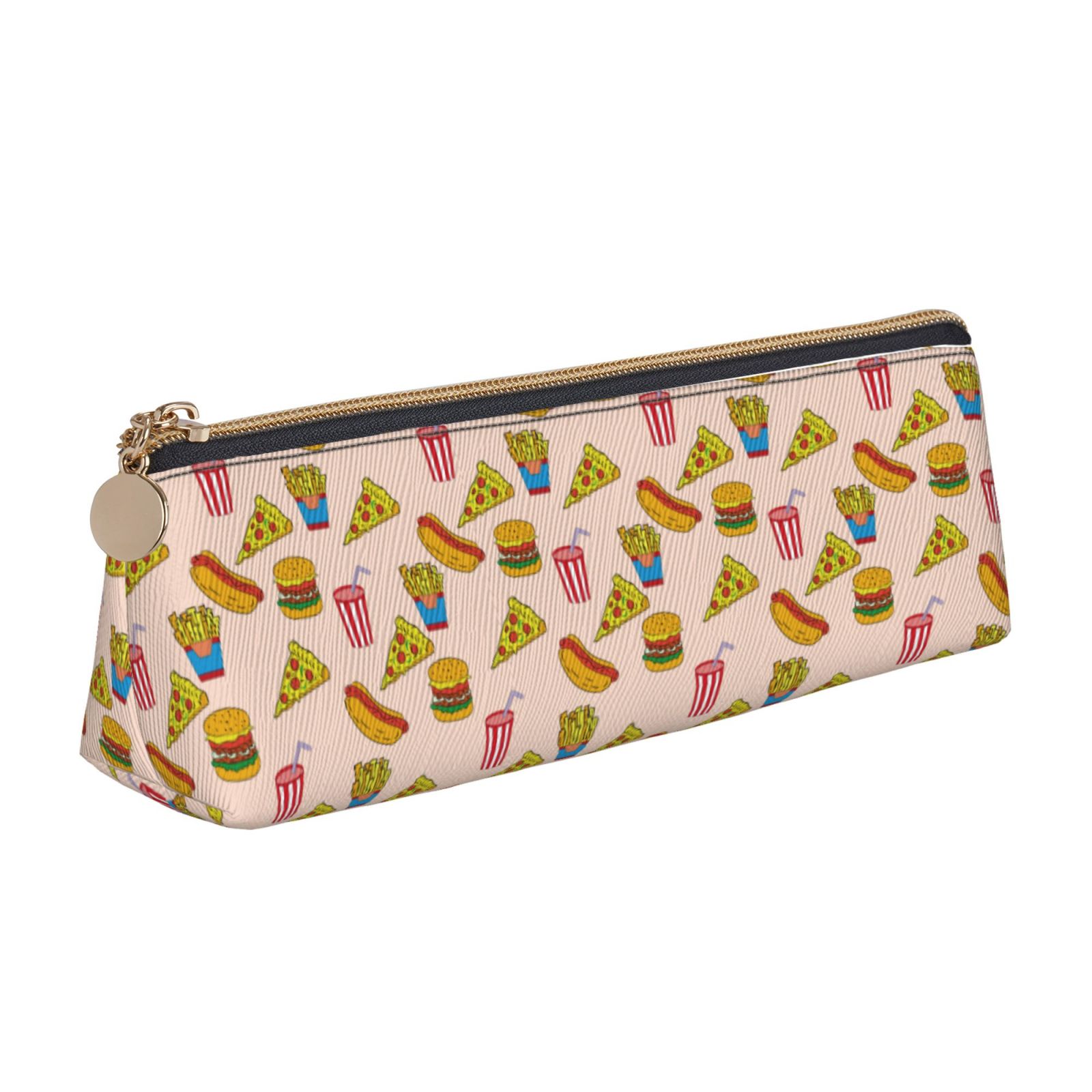 Naloa Hamburger Pizza Coke Print Leather Pencil Case - Portable Big ...