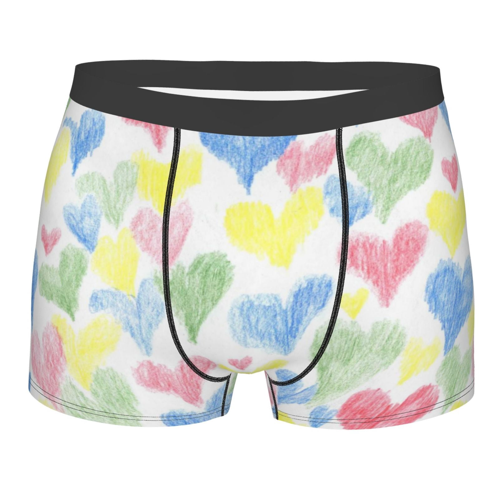 Naloa Hand Drawn Colored Hearts Print Mens Underwear - Boxers for Men ...