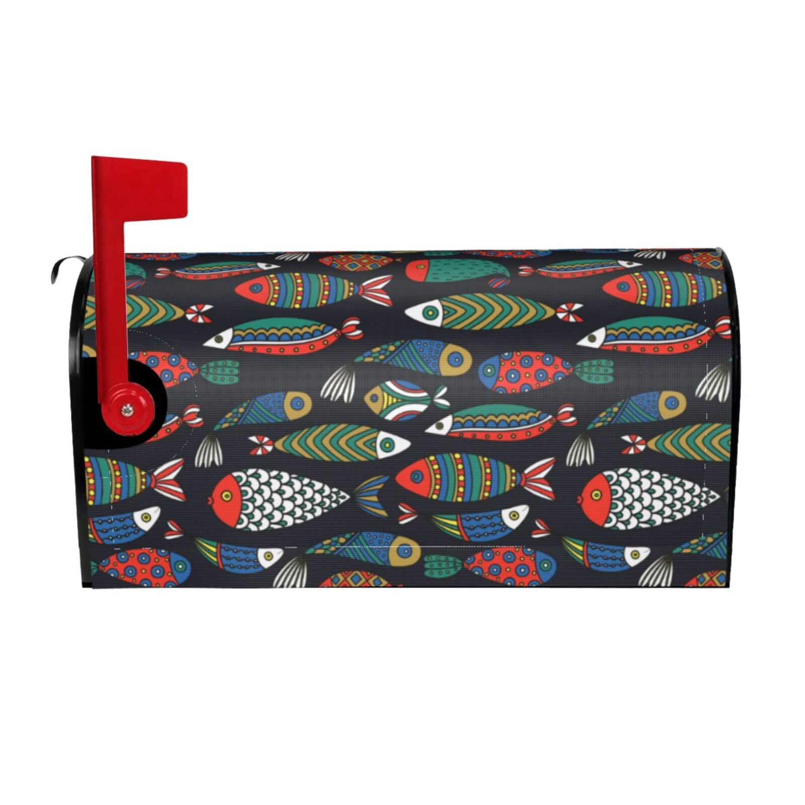 Naloa Hand Drawn Colorful Fishes Mailbox Covers Magnetic Post Box Cover ...