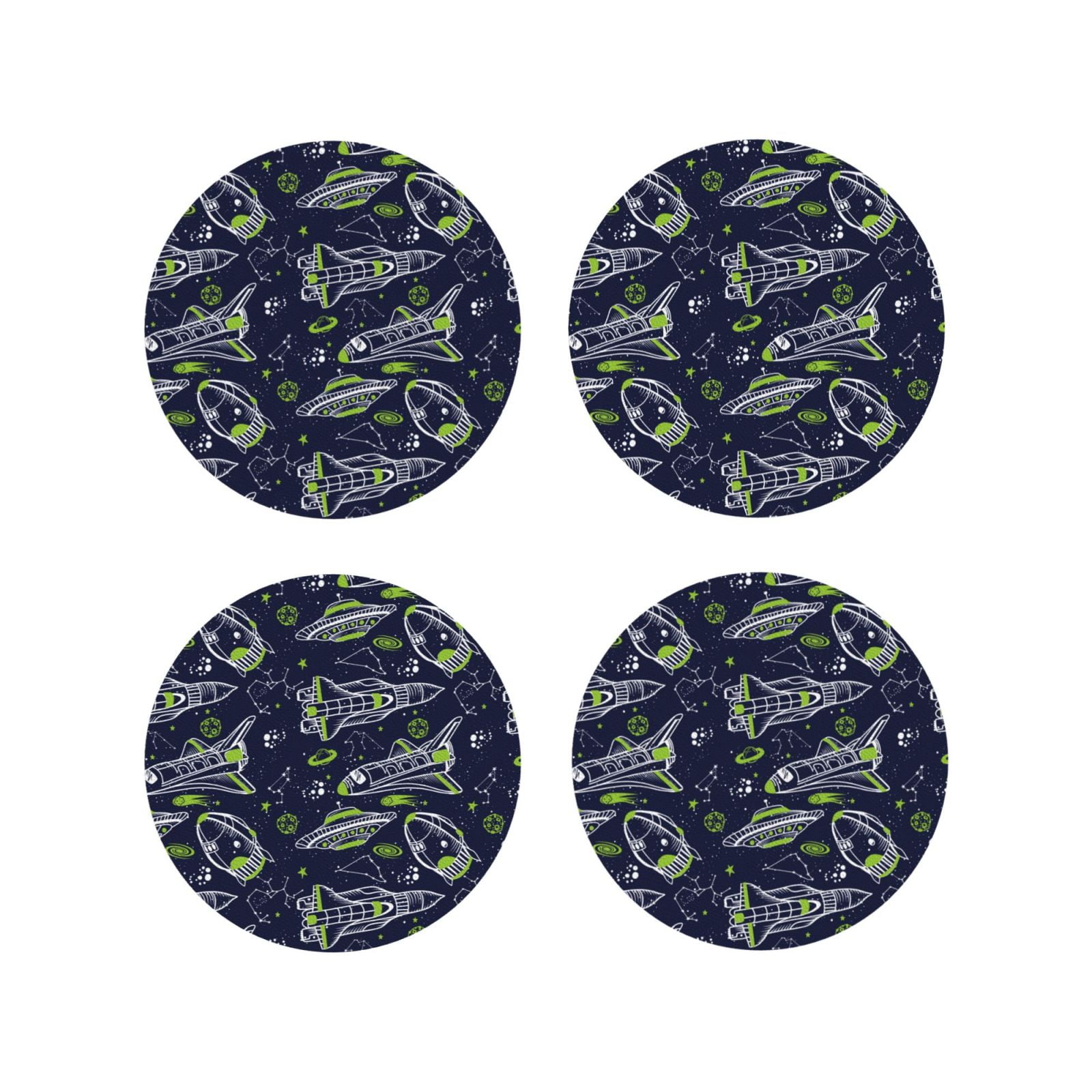 Naloa Hand Drawn Rockets Leather Coasters for Drinks, Durable Drink ...