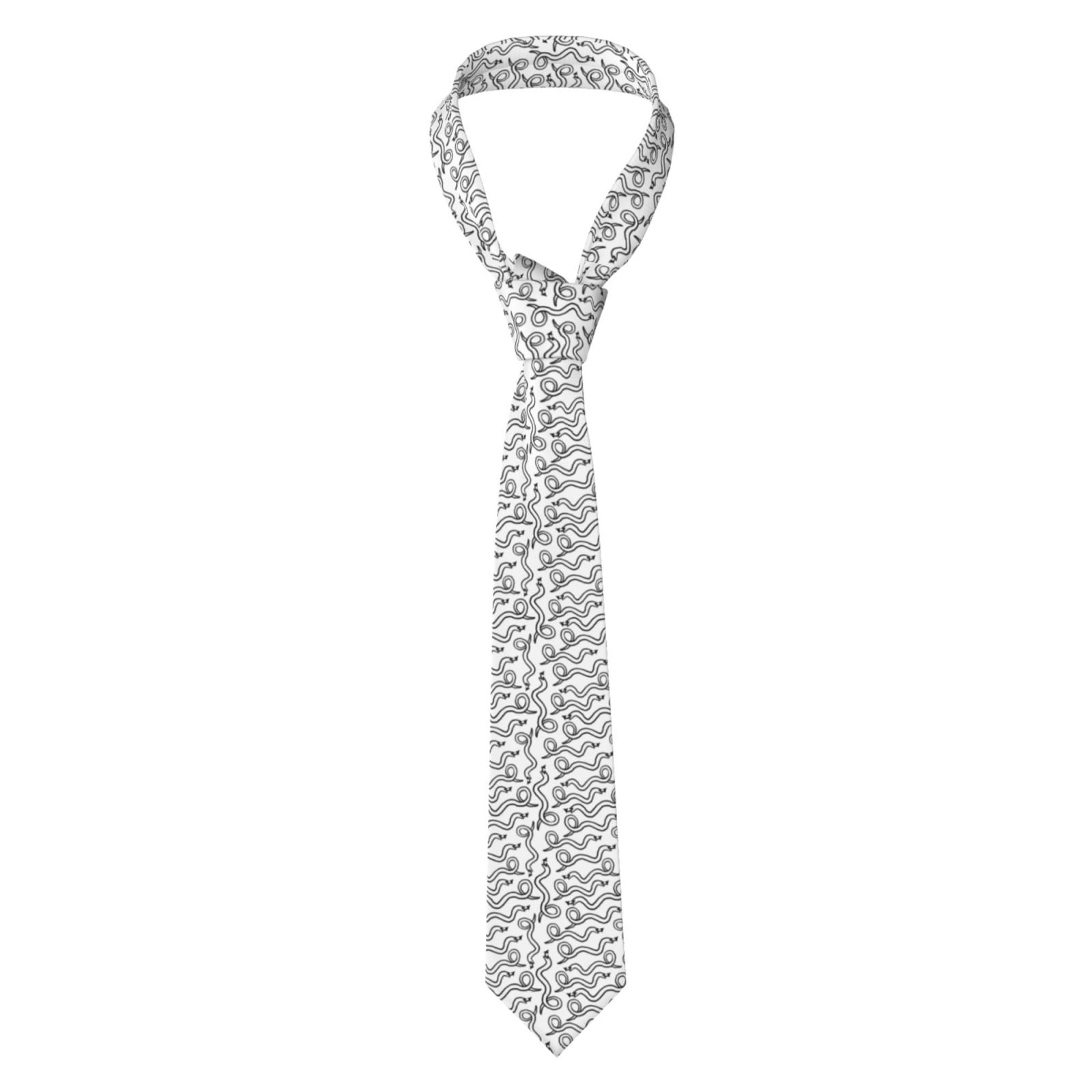 Naloa Hand Drawn Snake Print Solid Color Tie Formal Necktie for Men ...