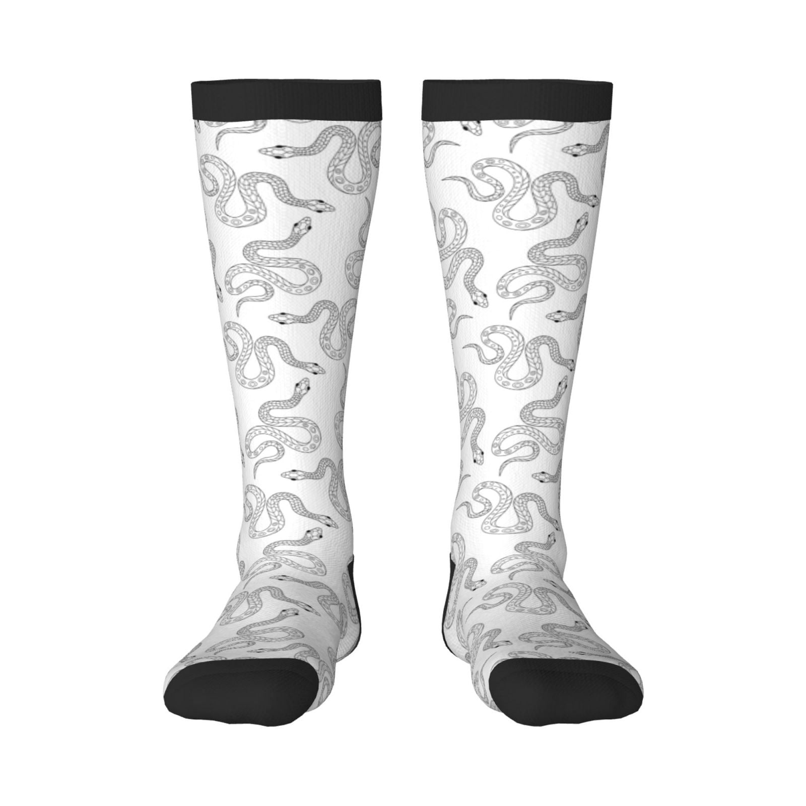 Naloa Hand Drawn Snake Thigh High Socks Extra Long Stretchy Sock Women ...