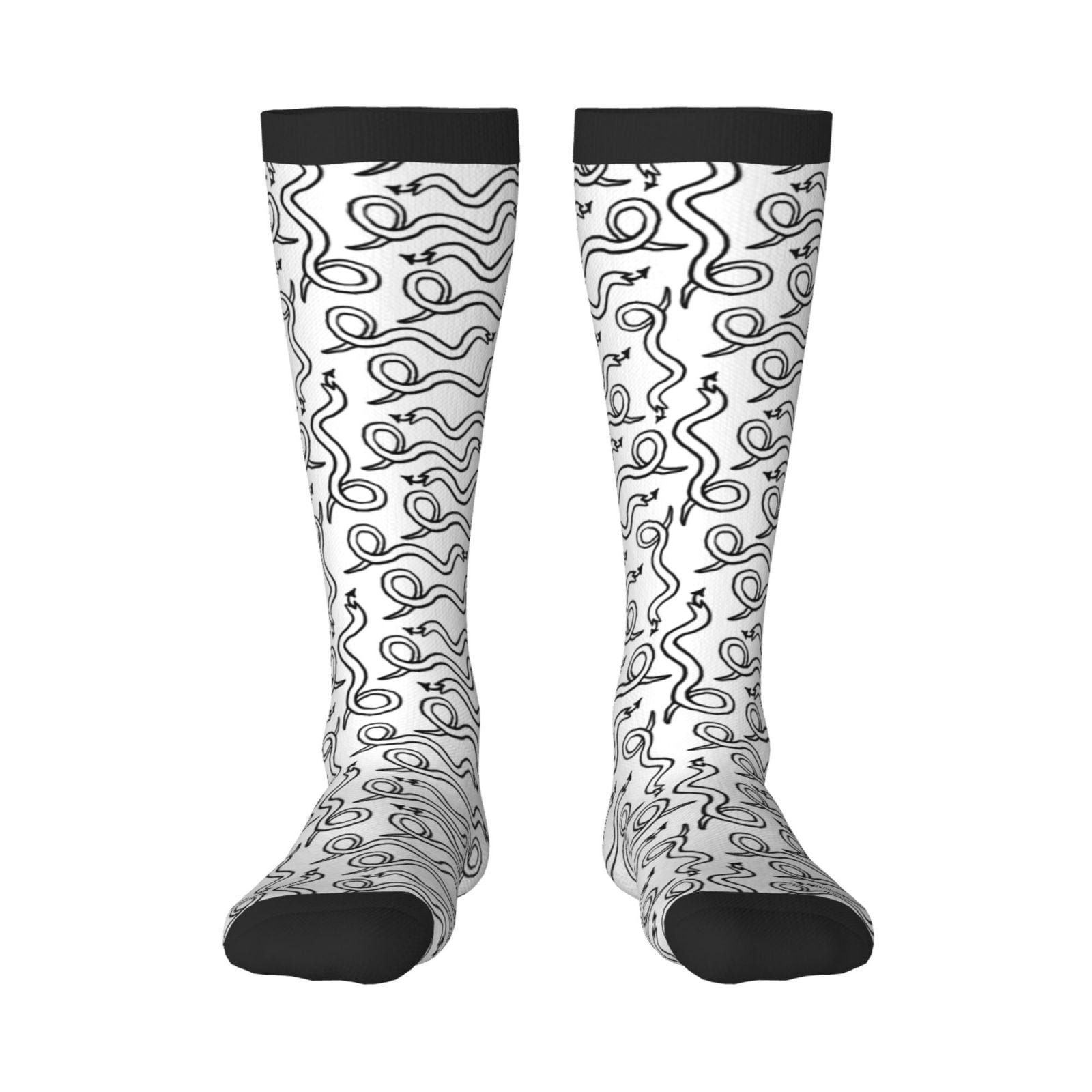 Naloa Hand Drawn Snake Thigh High Socks Extra Long Stretchy Sock Women ...