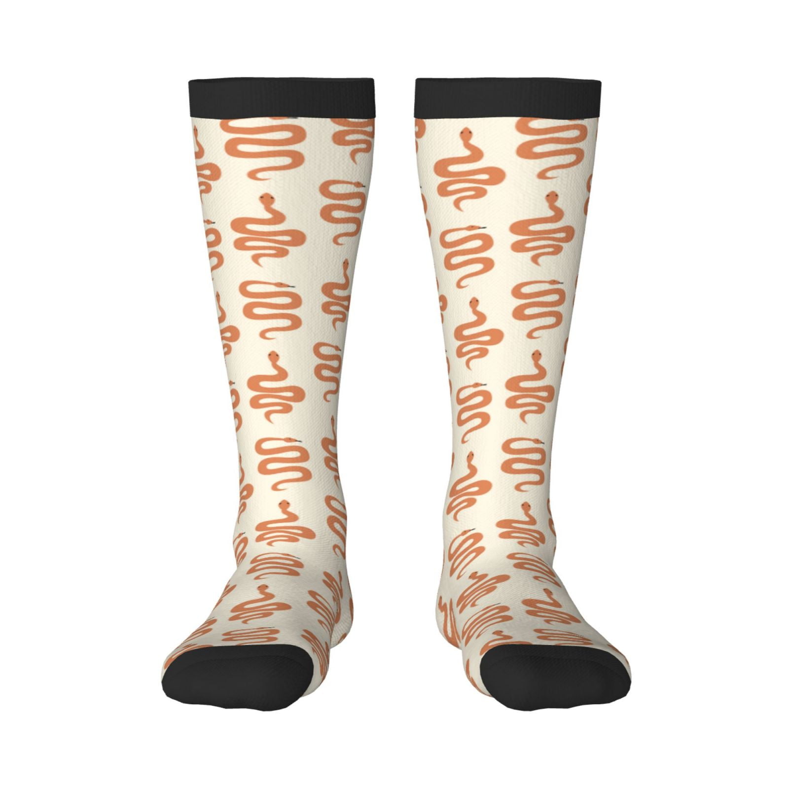 Naloa Hand Drawn Snake Thigh High Socks Extra Long Stretchy Sock Women ...