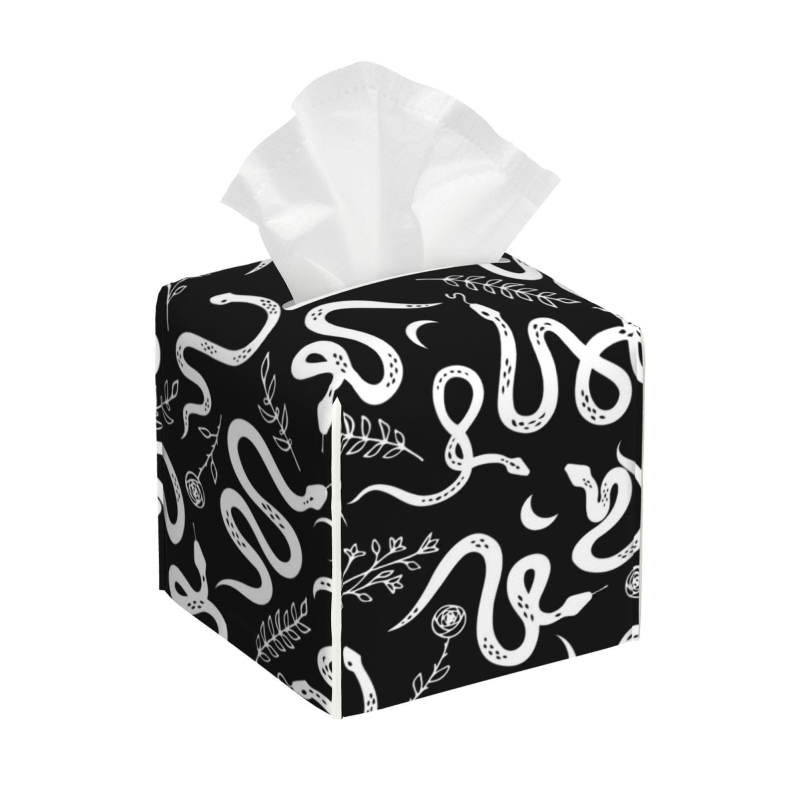 Naloa Hand Drawn Snake Tissue Box CoverLeather Tissue Holder Square ...