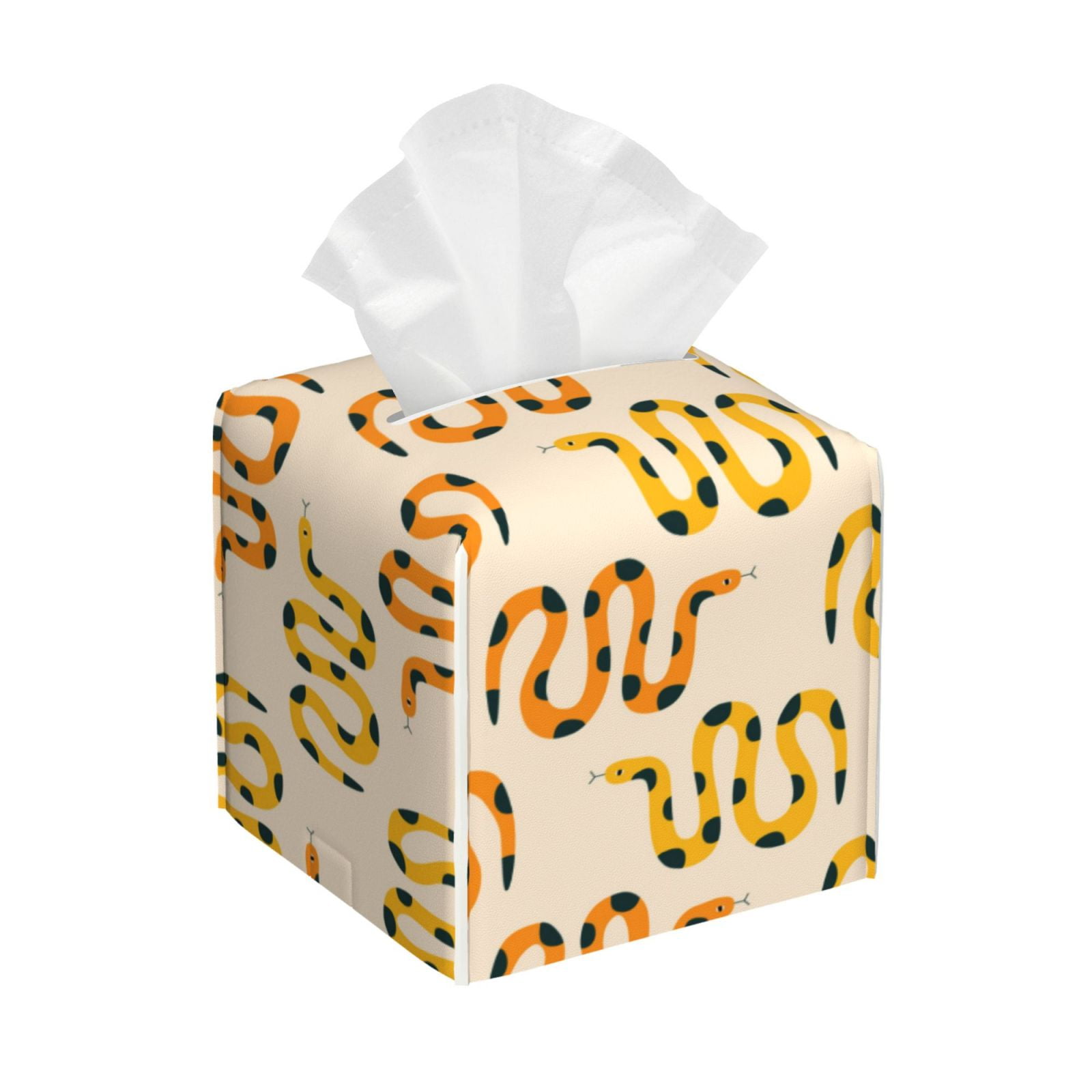 Naloa Hand Drawn Snake Tissue Box CoverLeather Tissue Holder Square ...