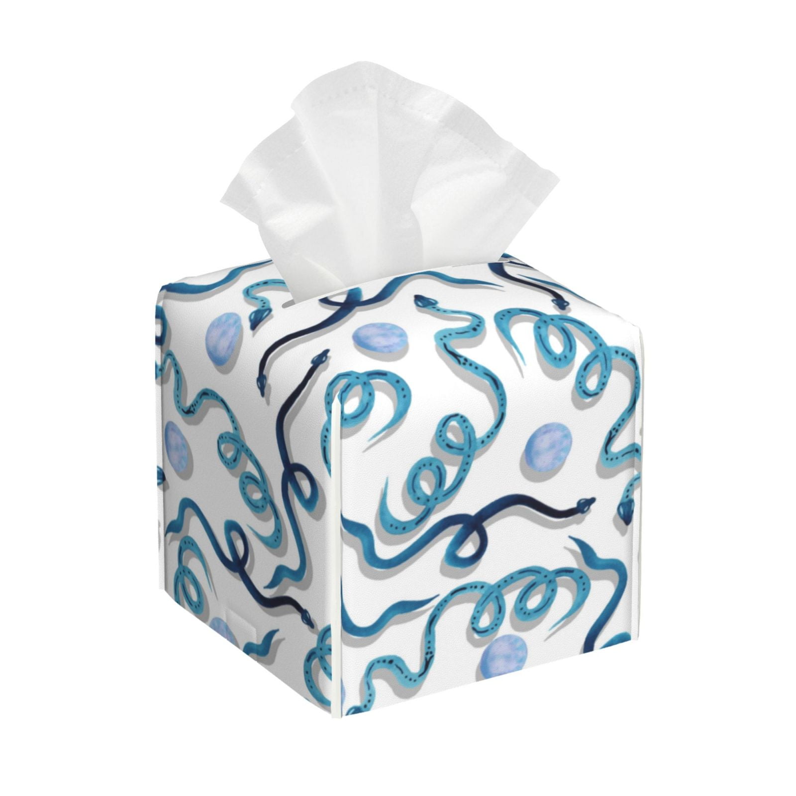 Naloa Hand Drawn Snake Tissue Box CoverLeather Tissue Holder Square ...