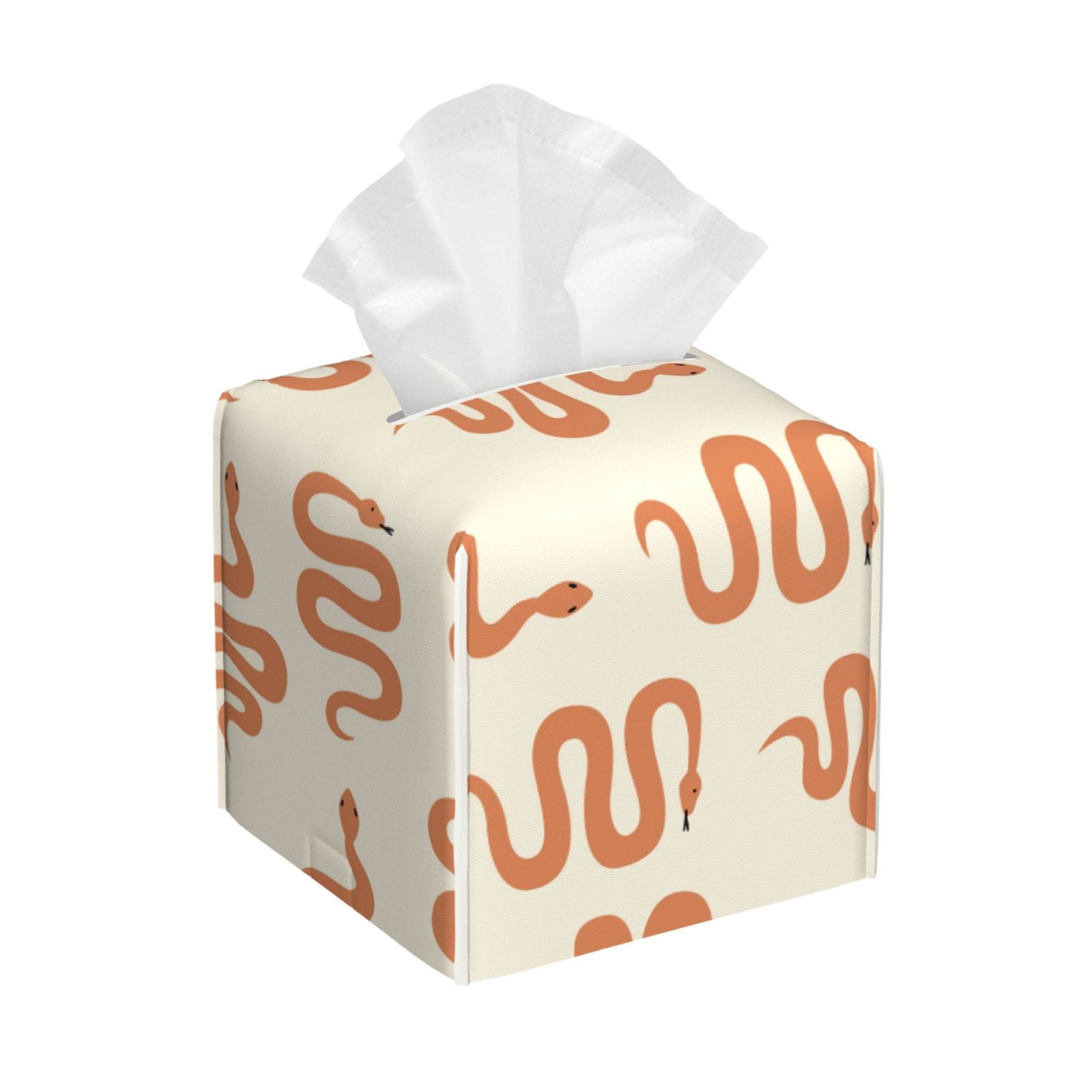 Naloa Hand Drawn Snake Tissue Box CoverLeather Tissue Holder Square ...