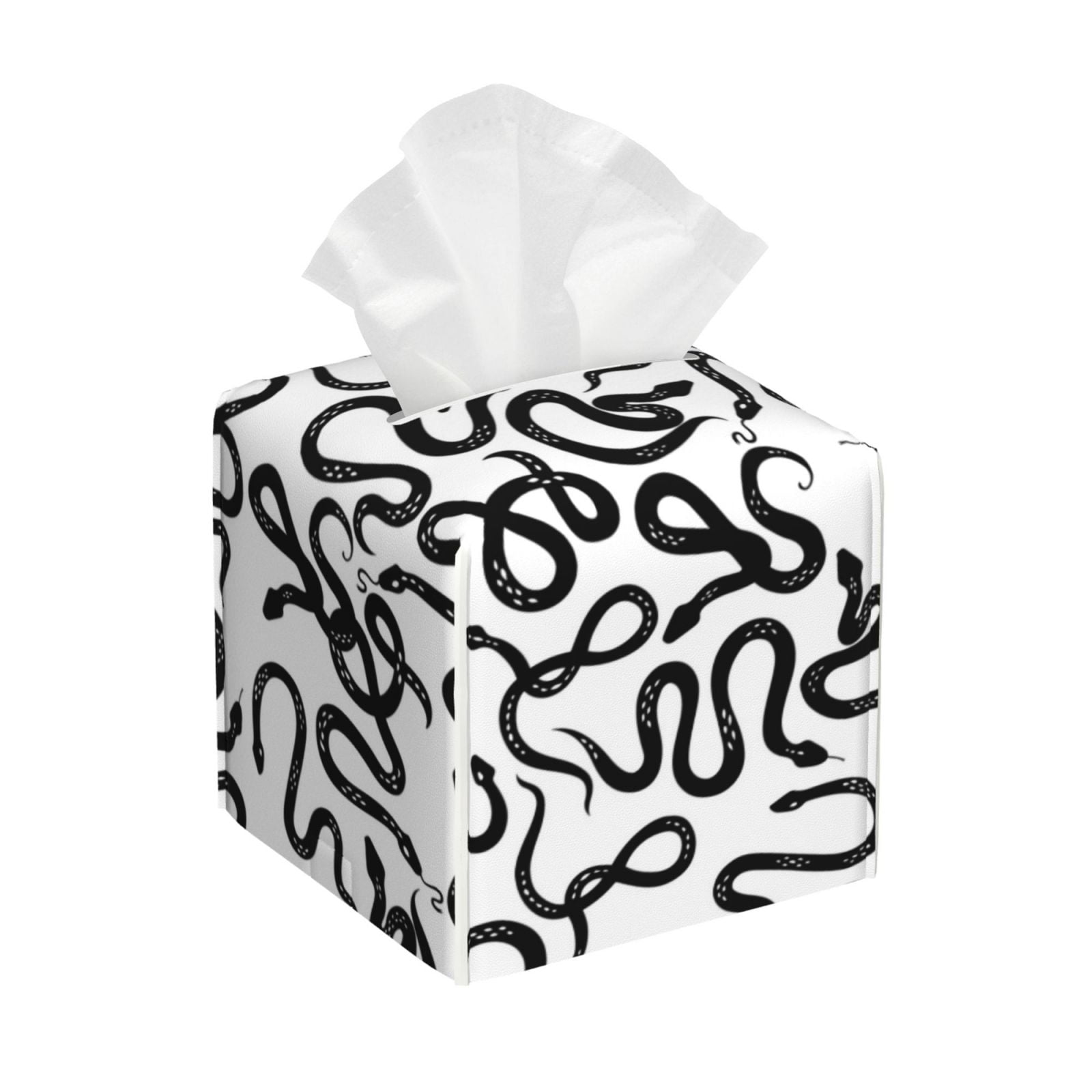 Naloa Hand Drawn Snake Tissue Box CoverLeather Tissue Holder Square ...