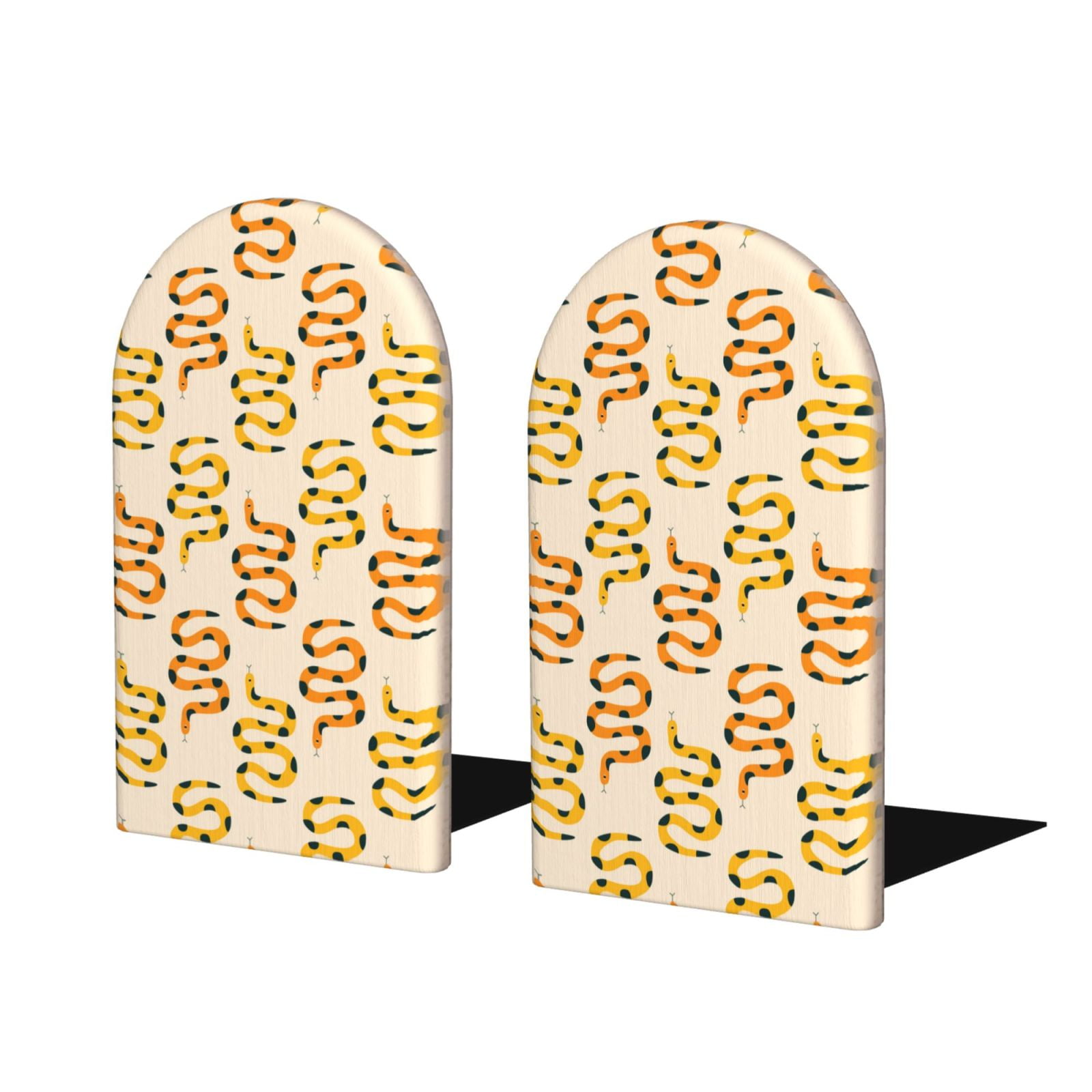 Naloa Hand Drawn Snake Wood Non-Skid Bookend for Shelves,Book Ends for ...