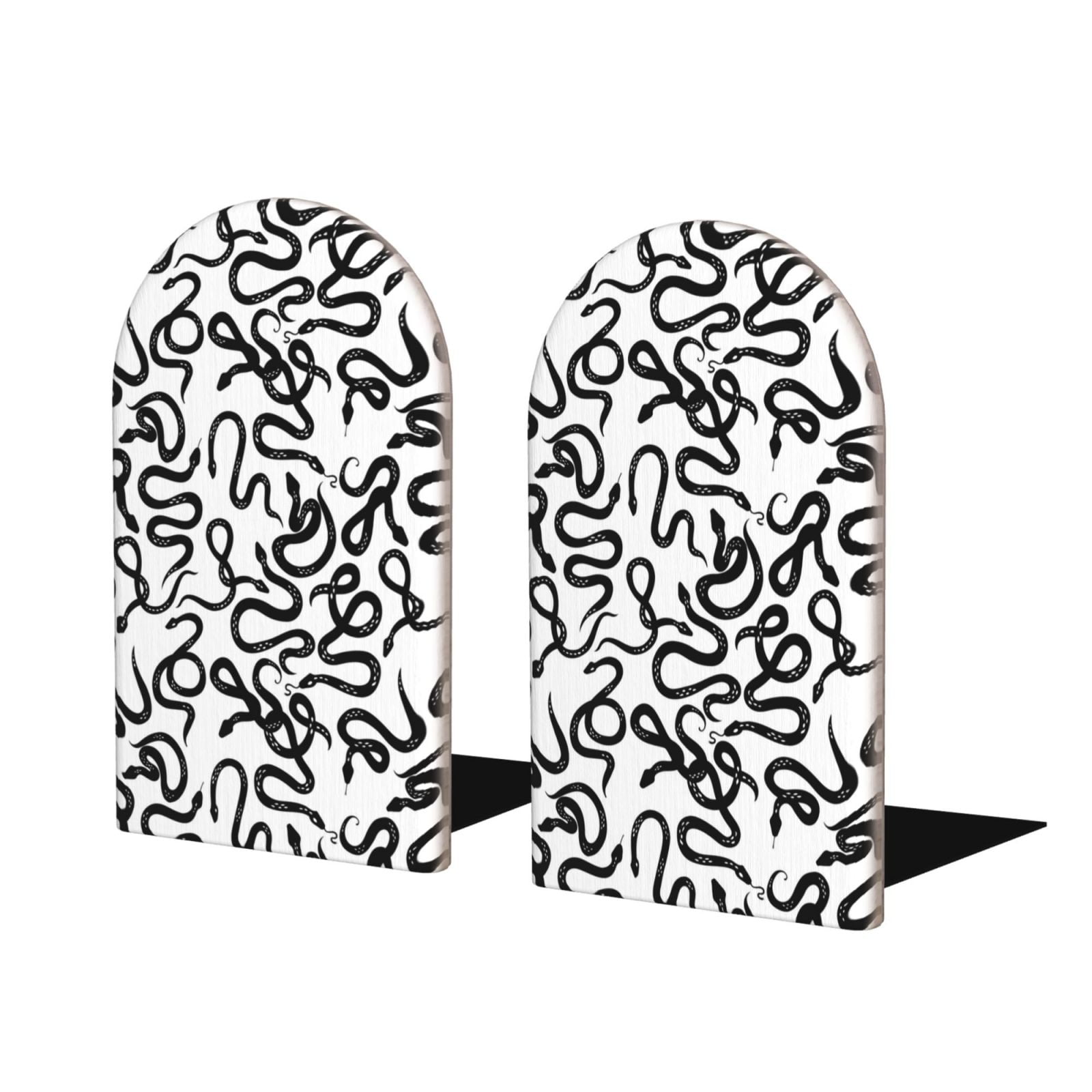 Naloa Hand Drawn Snake Wood Non-Skid Bookend for Shelves,Book Ends for ...
