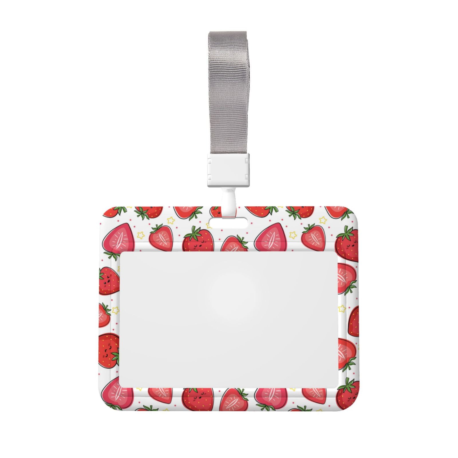 Naloa Hand Drawn Strawberry Card Badge Holder Work Badge Sleeve for ...