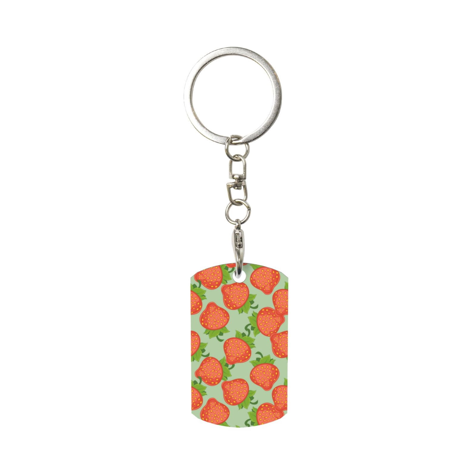 Naloa Hand Drawn Strawberry Print Keyfob with Split Key Ring and Print ...