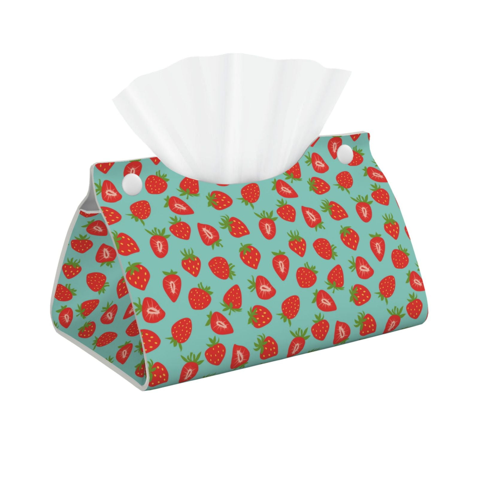 Naloa Hand Drawn Strawberry Print Leather Tissue Box Cover Rectangle ...