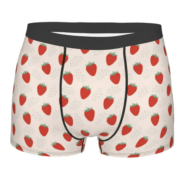 Naloa Hand Drawn Strawberry Print Mens Underwear - Boxers for Men ...