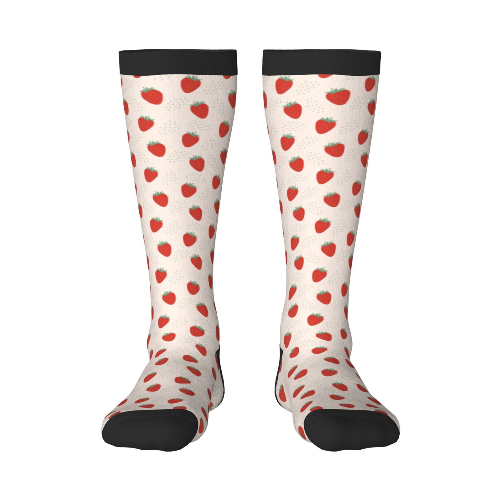 Naloa Hand Drawn Strawberry Thigh High Socks Extra Long Stretchy Sock ...