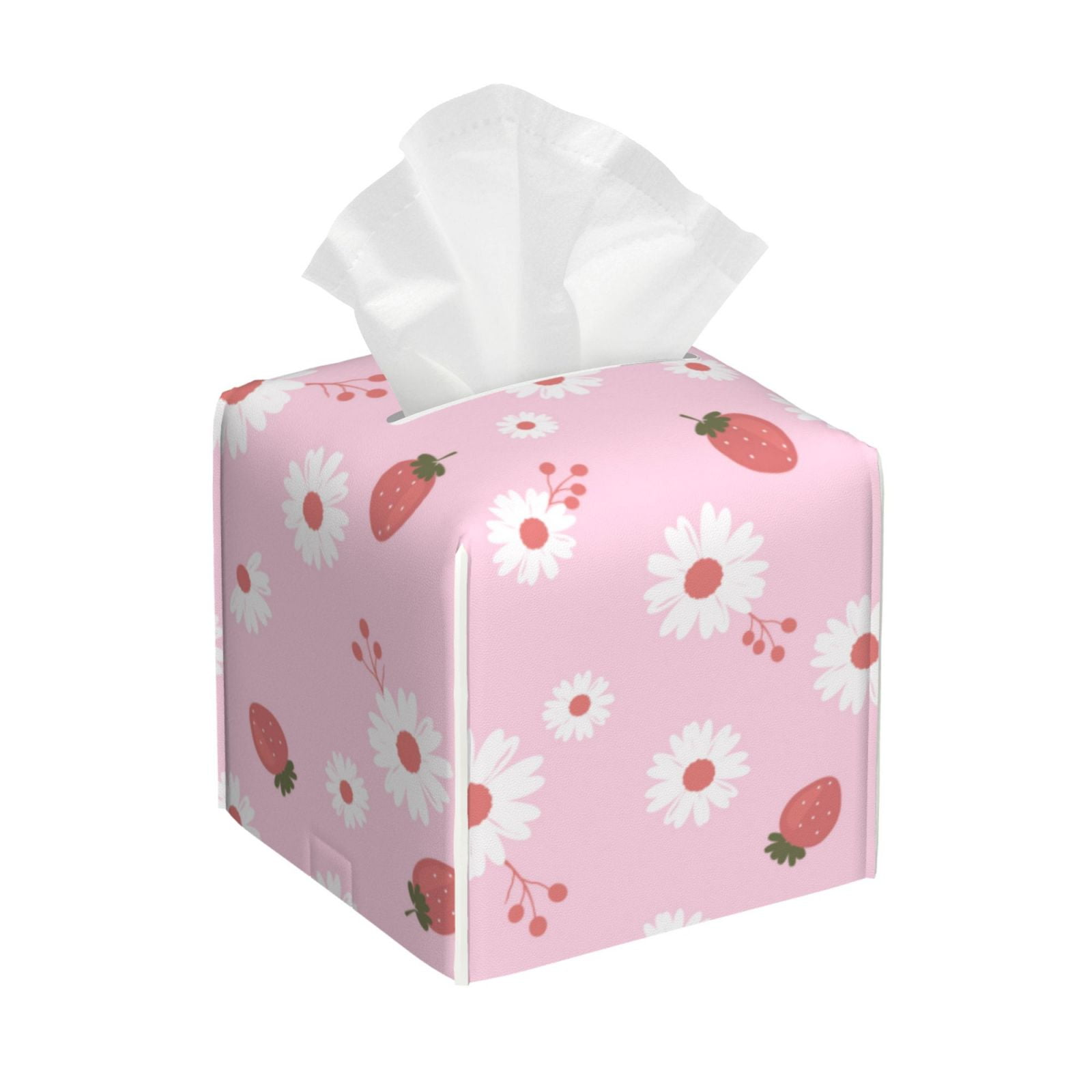 Naloa Hand Drawn Strawberry Tissue Box CoverLeather Tissue Holder ...