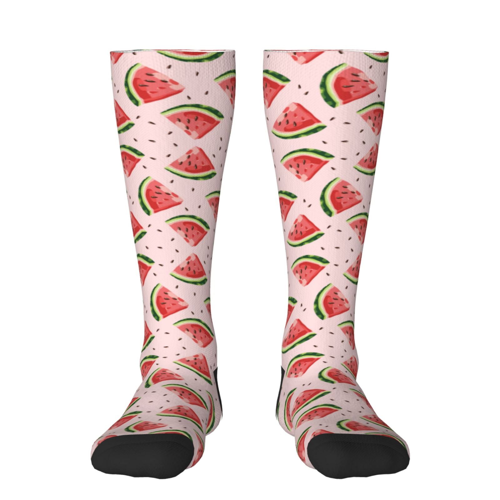 Naloa Hand Drawn Watermelon Thigh High Socks Extra Long Stretchy Sock ...