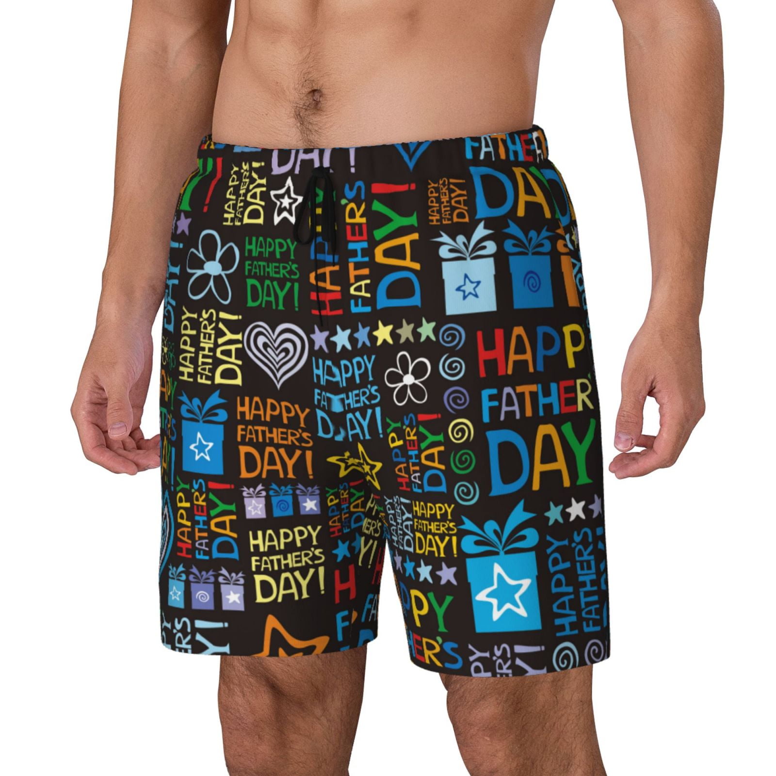 Naloa Happy Father Day Print Men Swim Trunks with Compression Liner ...