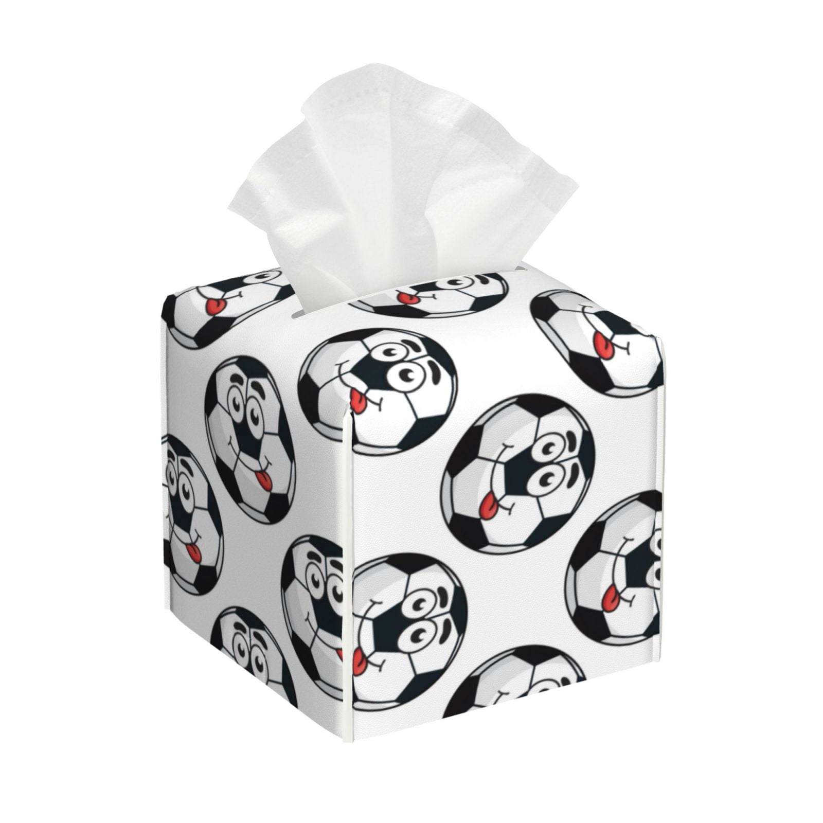 Naloa Happy Football Tissue Box CoverLeather Tissue Holder Square ...