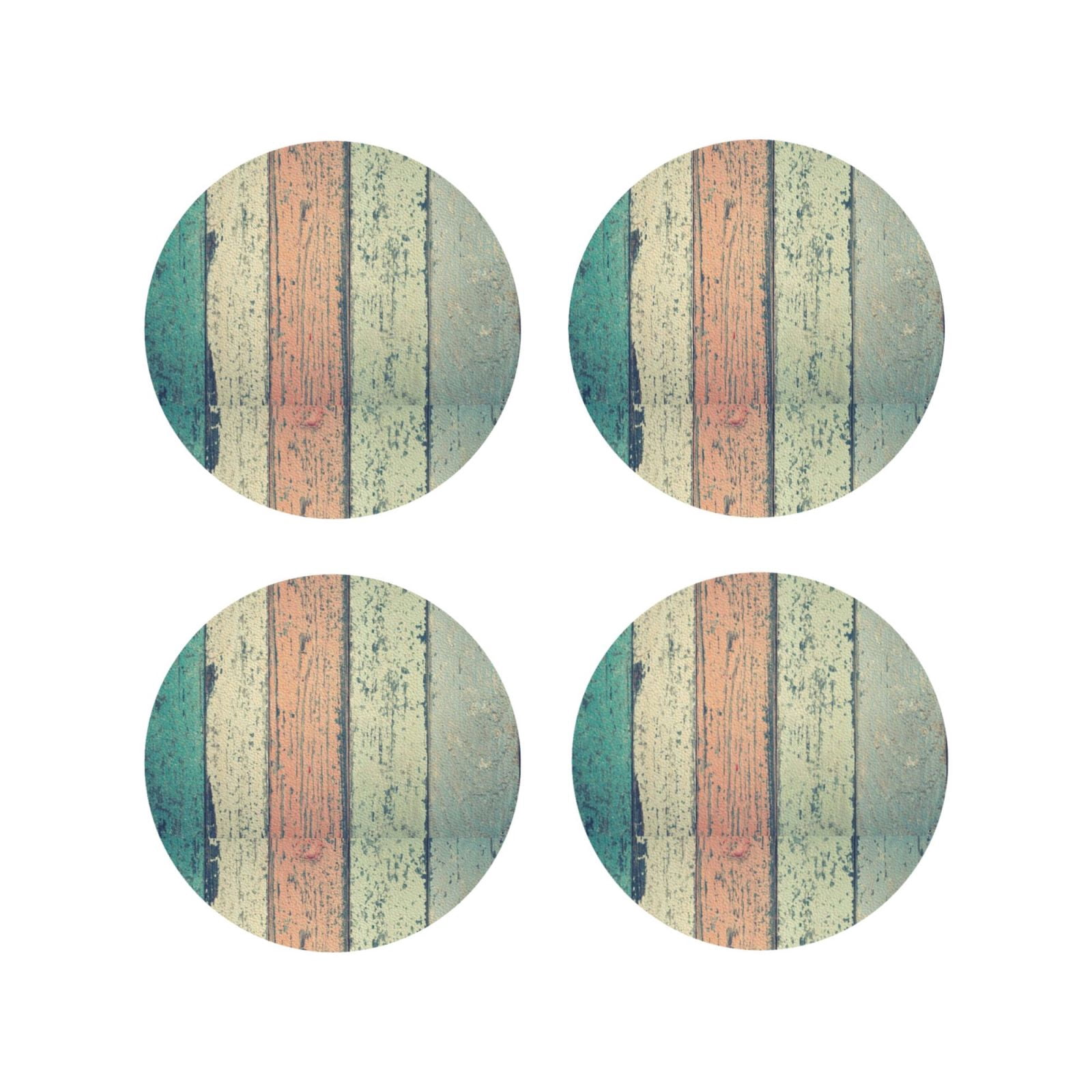 Naloa Hardwood Leather Coasters for Drinks, Durable Drink Coasters 4 ...