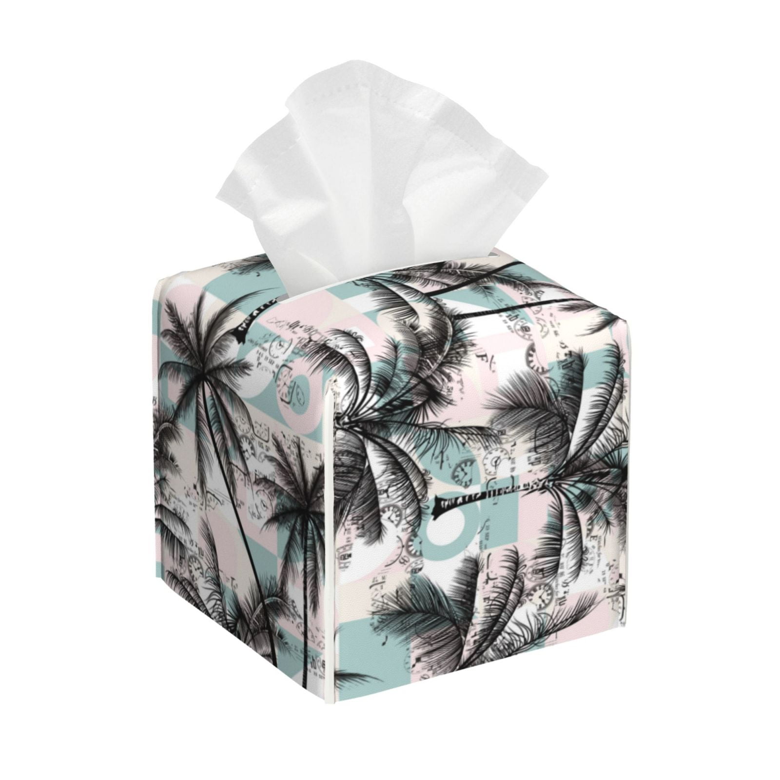 Naloa Hawaii Palms Tissue Box CoverLeather Tissue Holder Square Facial ...