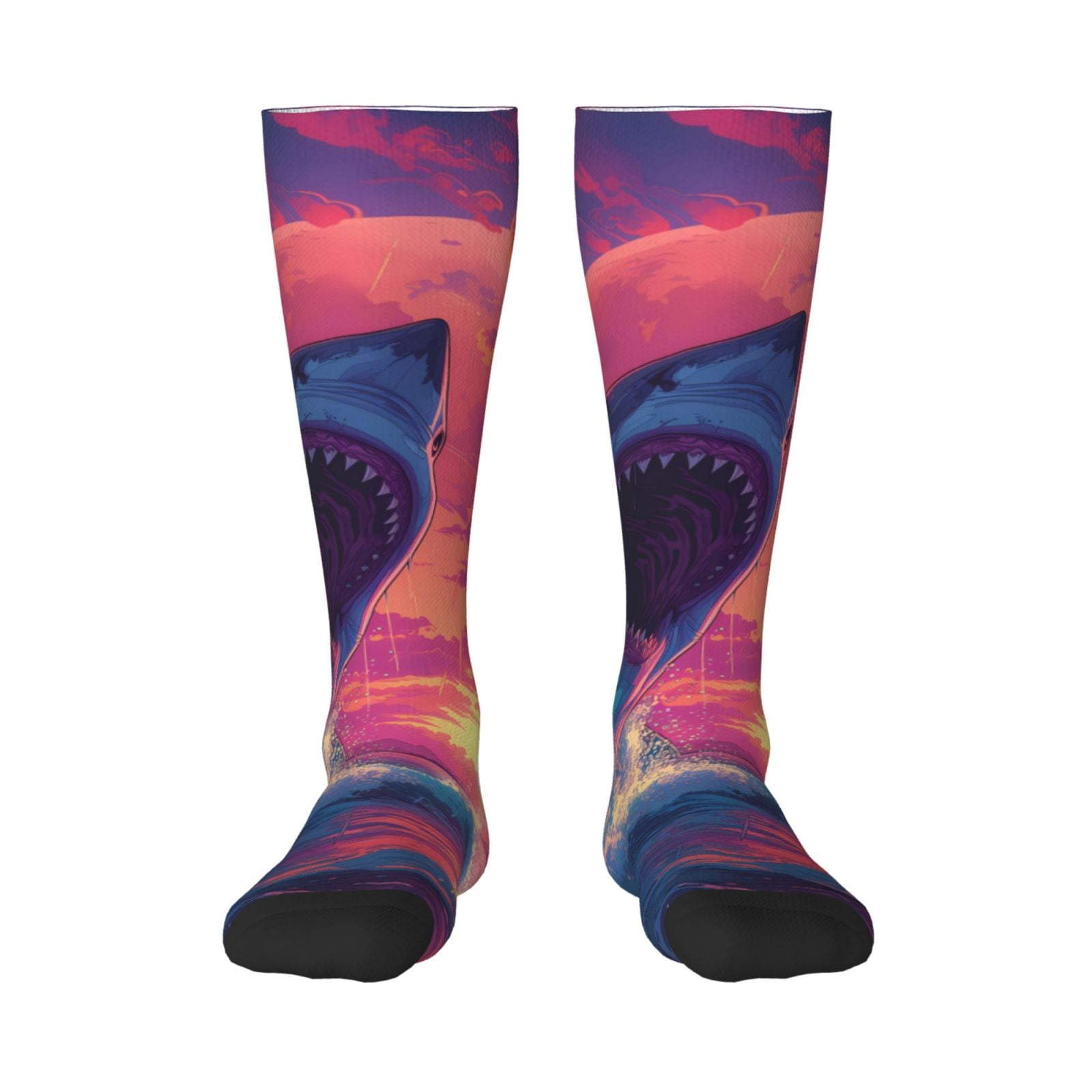 Naloa Hawaiian Island Beach Shark Thigh High Socks Extra Long Stretchy ...