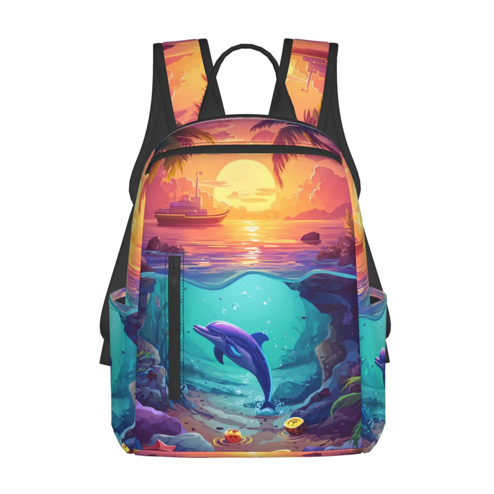 Naloa Hawaiian Island Dolphin Print Lightweight DayBackpack Suitable ...