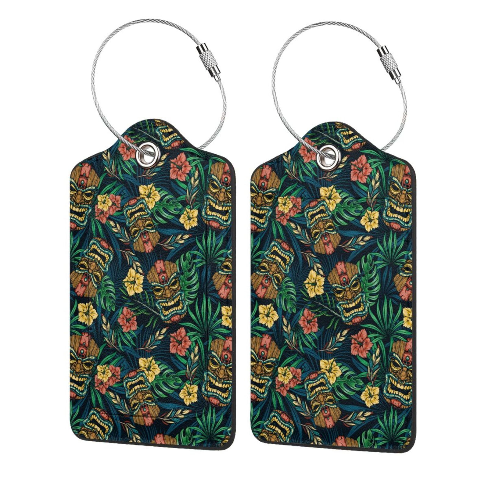 Naloa Hawaiian Tribal Mask Luggage Tag for Suitcase Leather Baggage Tag ...