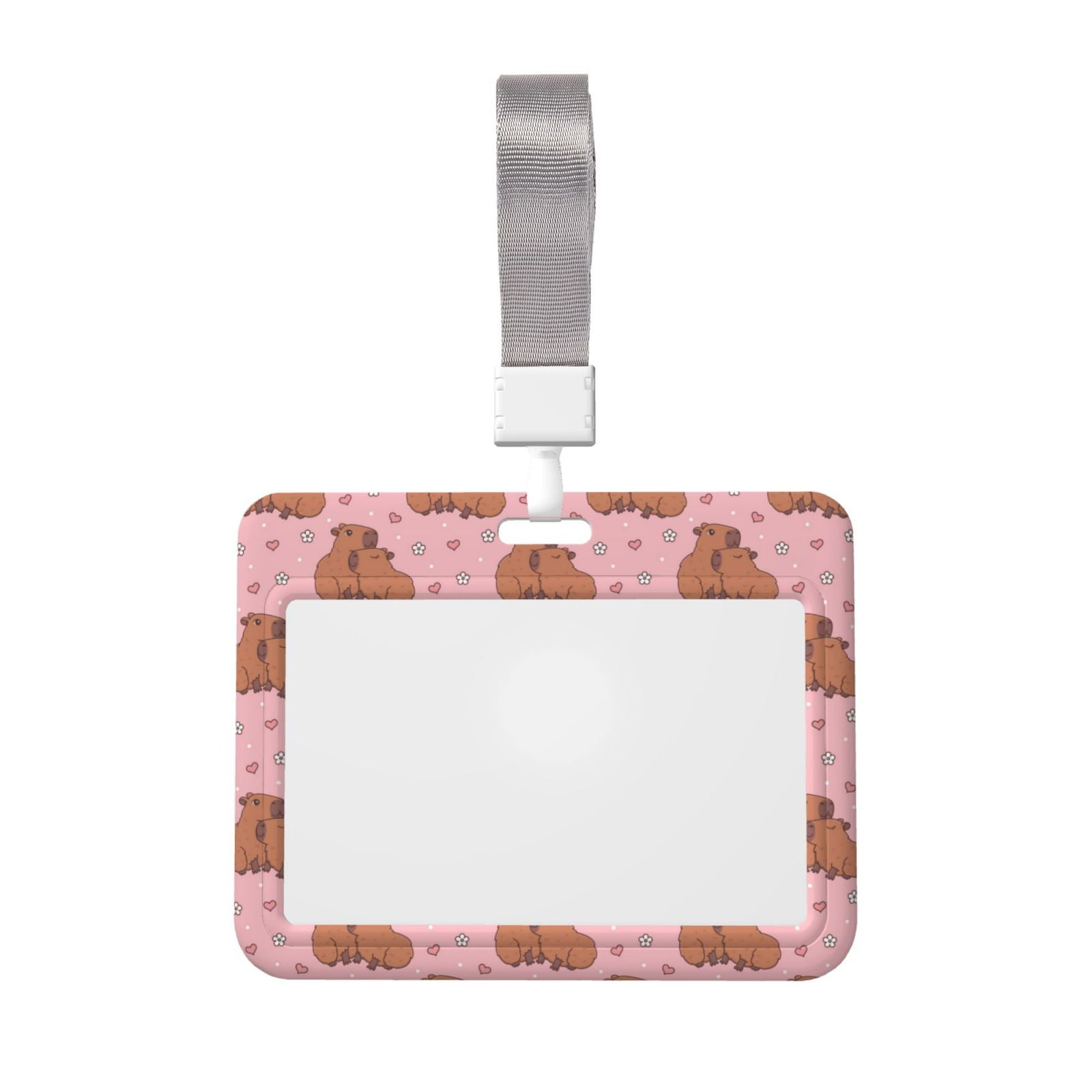 Naloa Heart Capybara Card Badge Holder Work Badge Sleeve for Office ...