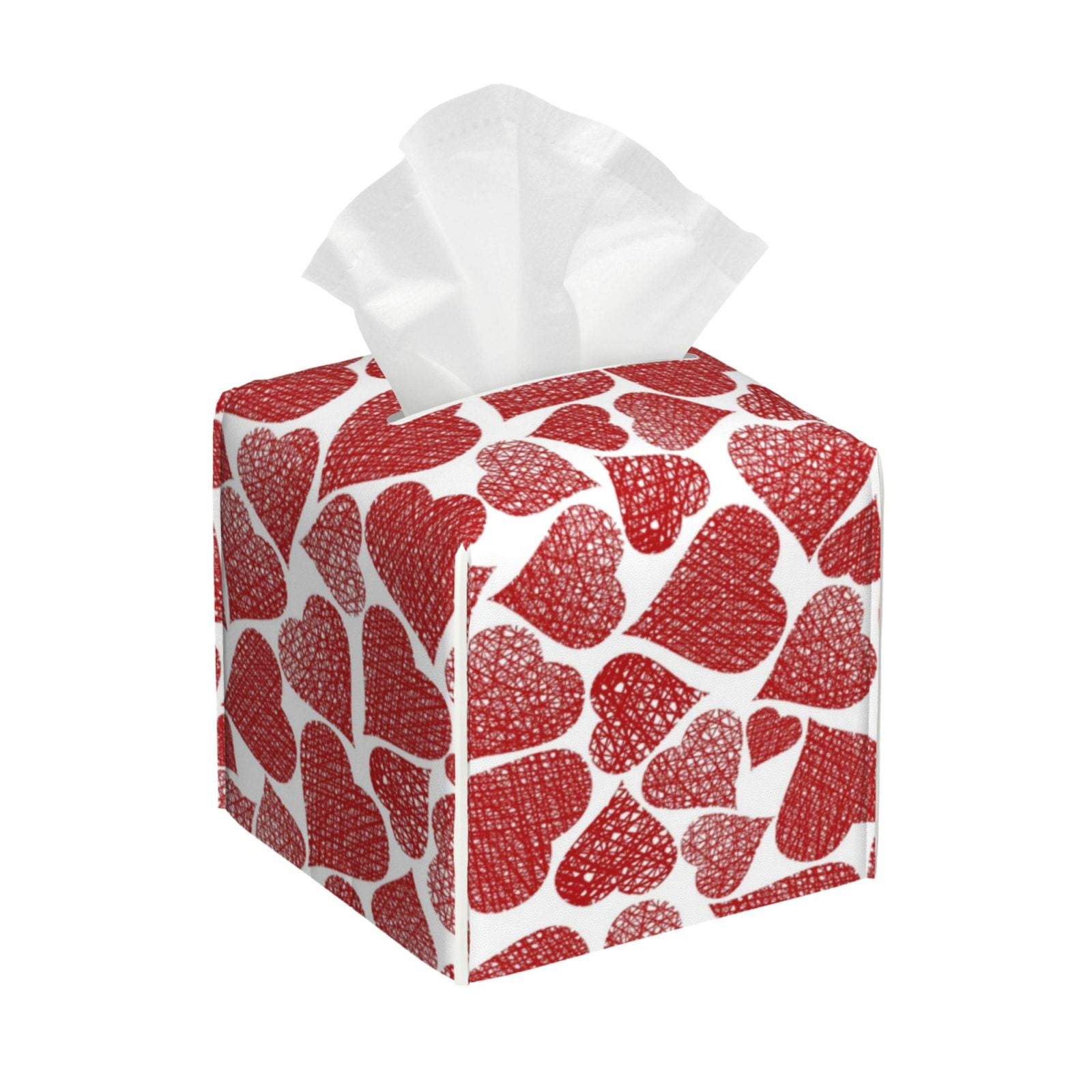 Naloa Hearts Tissue Box CoverLeather Tissue Holder Square Facial Tissue ...