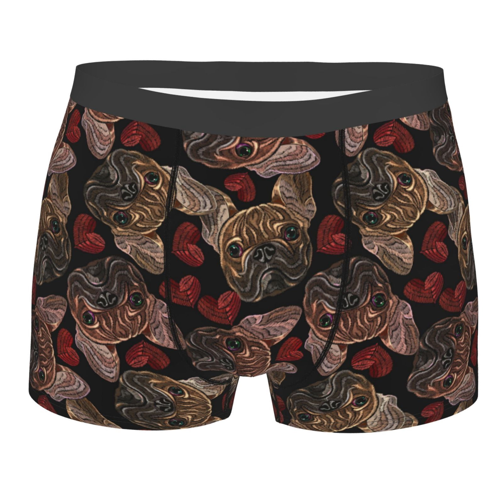 Naloa Hearts and French Bulldog Print Mens Underwear - Boxers for Men ...