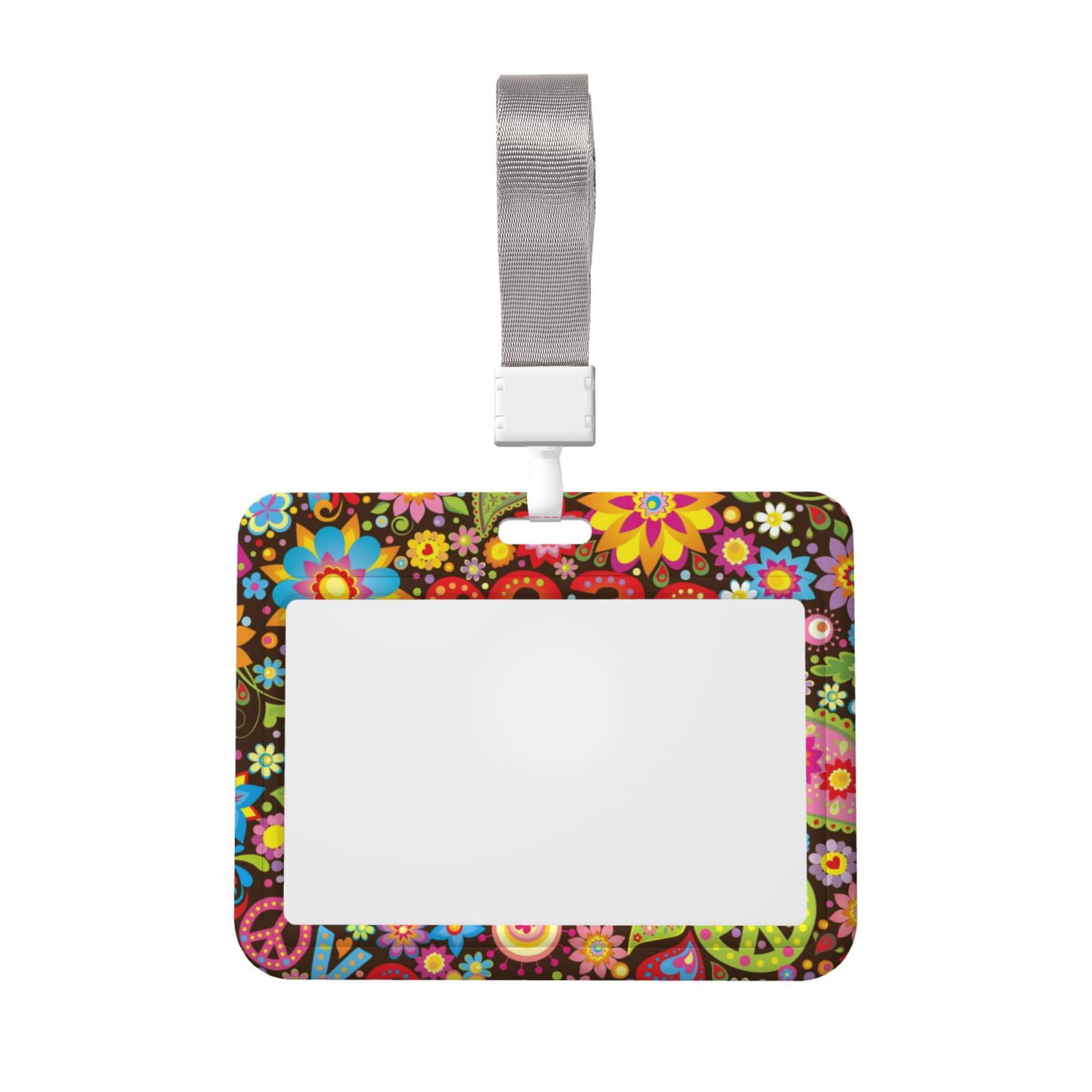 Naloa Hippie Peace Love Card Badge Holder Work Badge Sleeve for Office ...